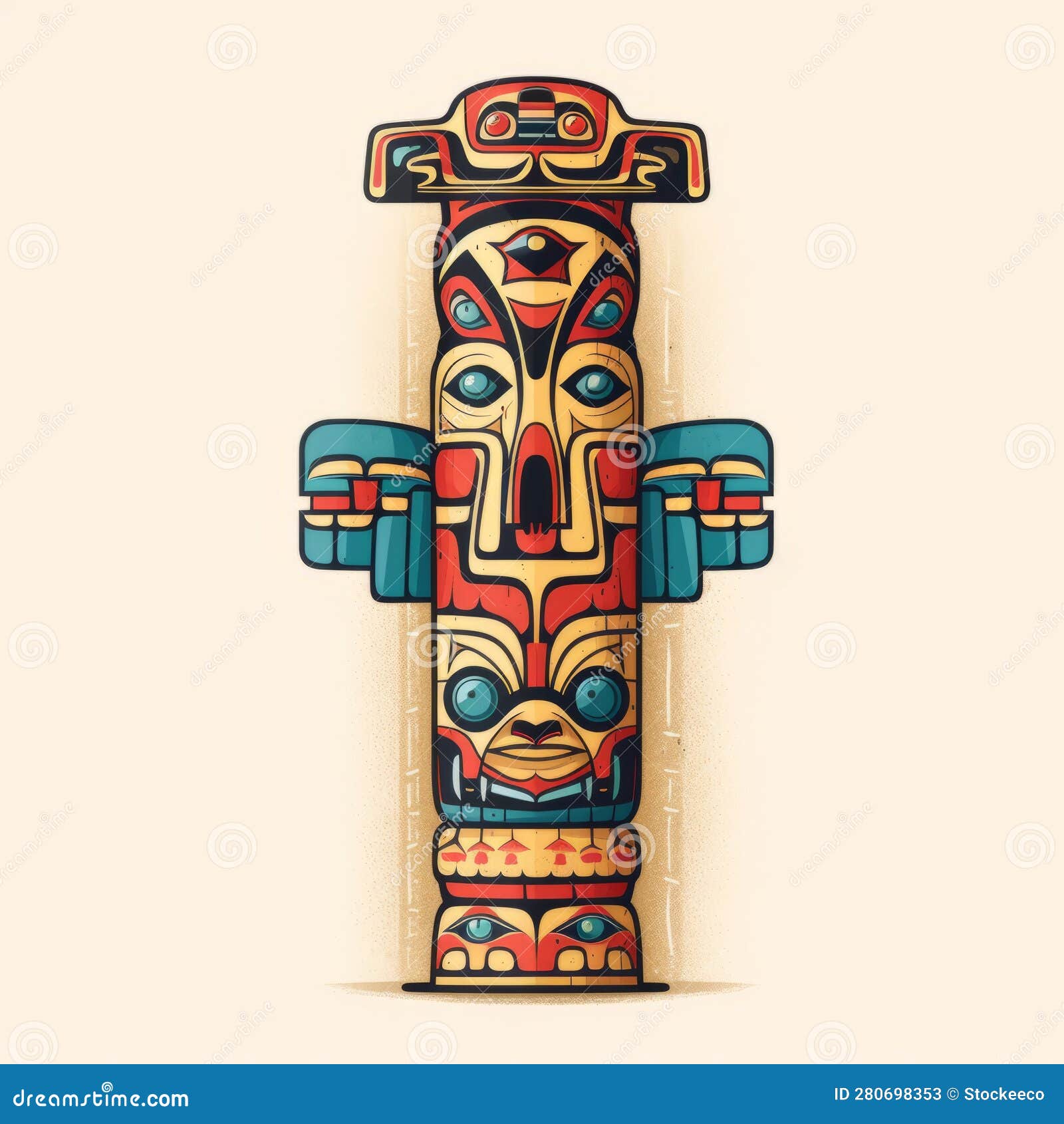 Flat Shaded Hyper-detailed Totem Pole Vector Art Stock Illustration ...