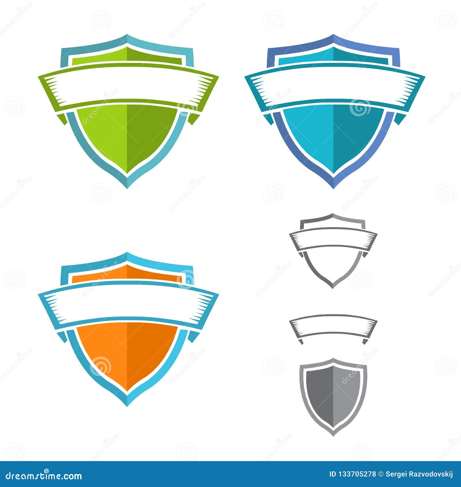 Shield with Ribbon Set stock vector. Illustration of heraldic - 133705278