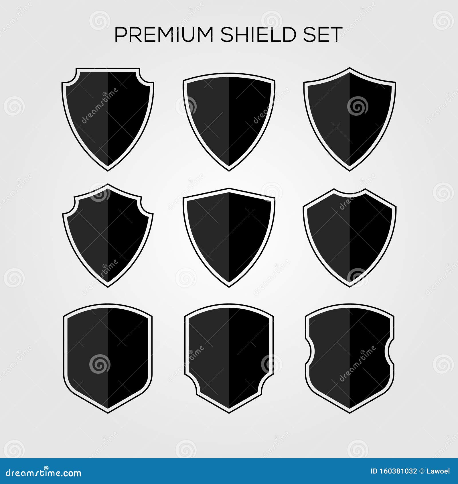 Flat Shield Set Geometric Premium Logo Vector Icon Illustration Stock ...