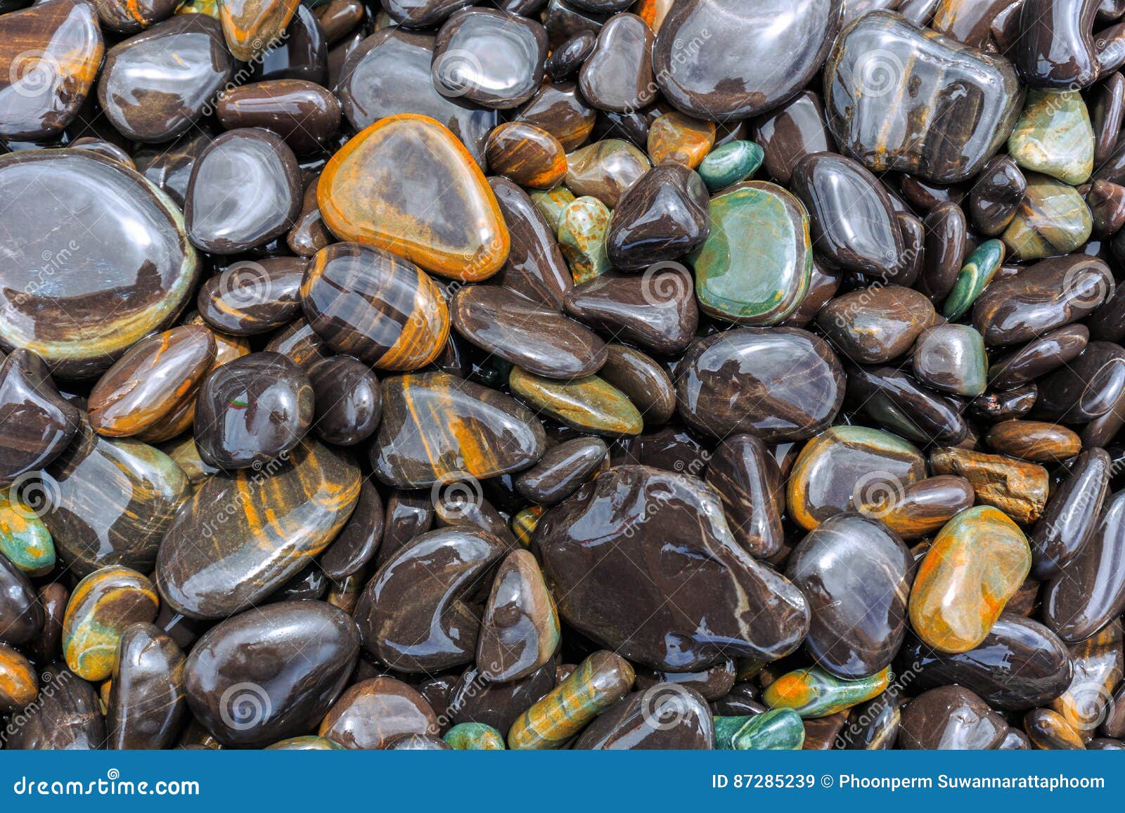 Flat Shiny Stones on the Beach. Stock Image - Image of pattern ...