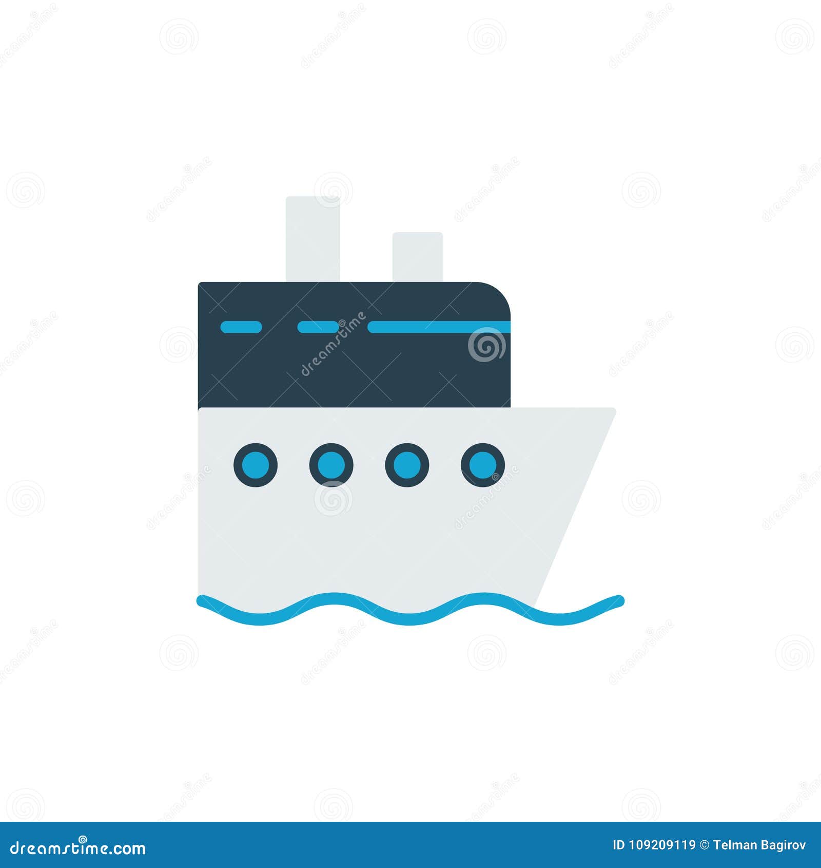 Ship Icon on White Background Stock Illustration - Illustration of water, sign: 109209119