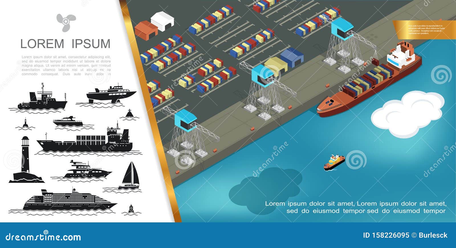 Flat Shipping Concept stock vector. Illustration of marine - 158226095