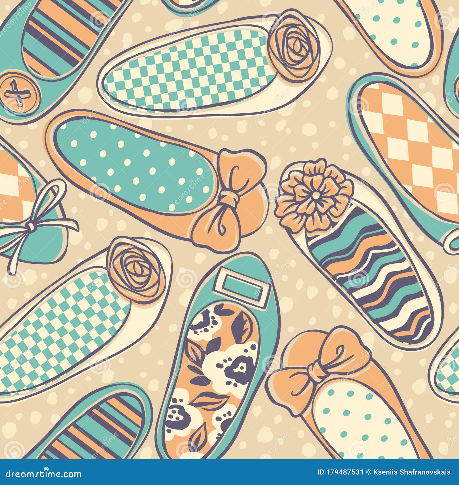 Flat Shoes Vector Seamless Pattern Stock Vector - Illustration of cute ...