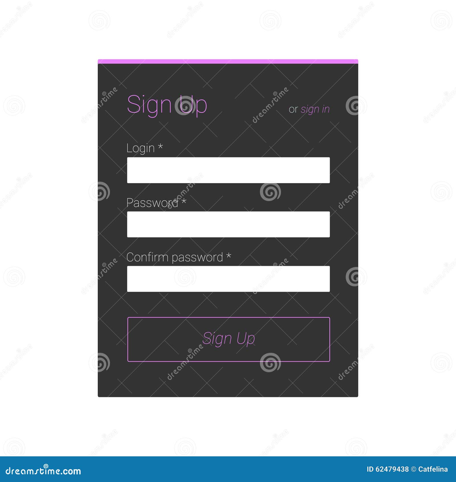 Flat Sign Up Form for Your Web Site. Grayscale with Pink Accent Stock ...