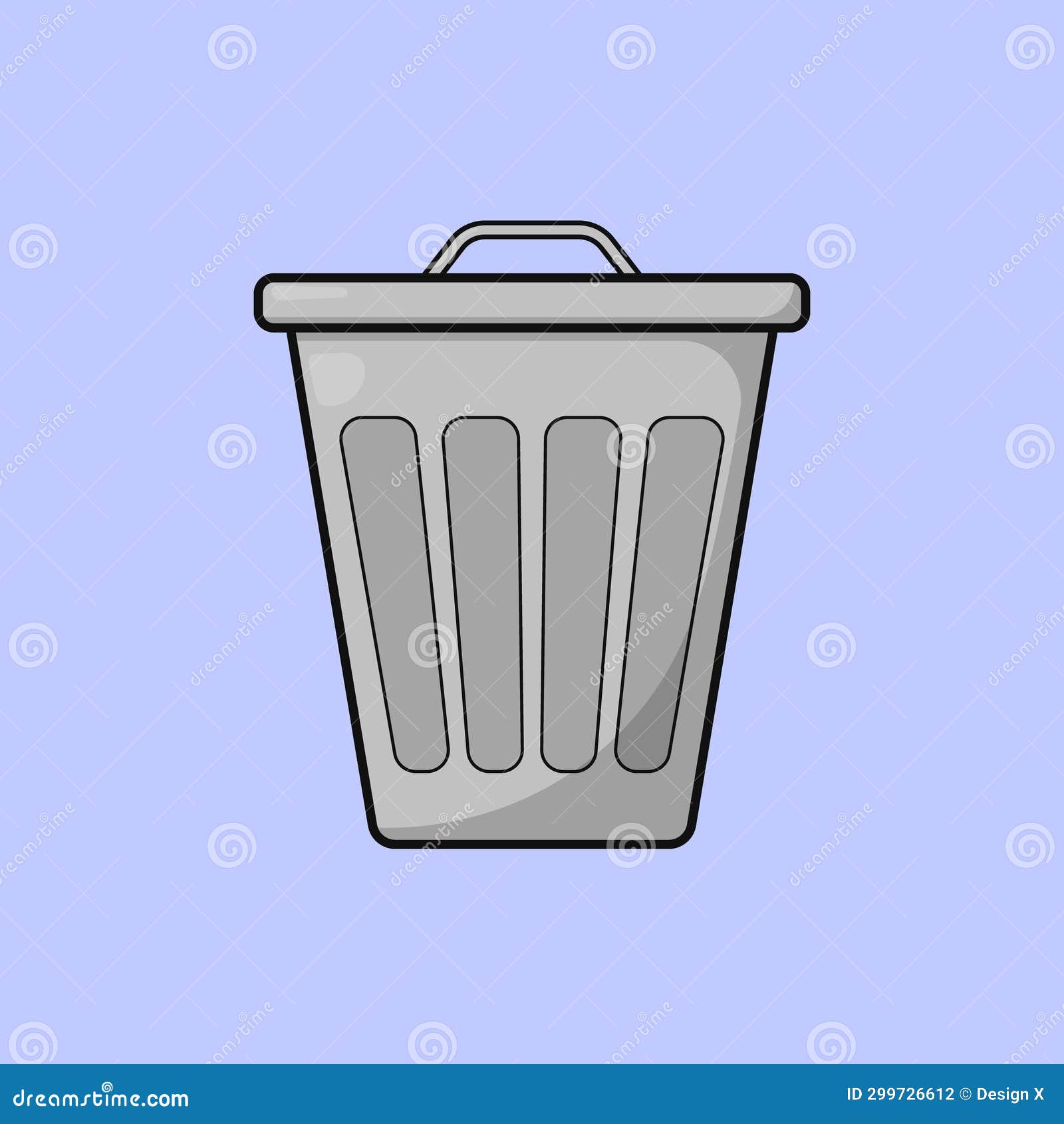 Flat Silver Dustbin Vector Icon Illustration Clean Dust Bin Icon Stock ...