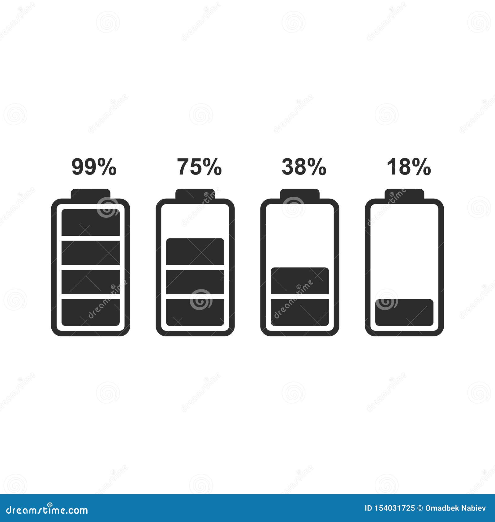 Set of Battery Level Indicator Icons. Stock Vector - Illustration of ...