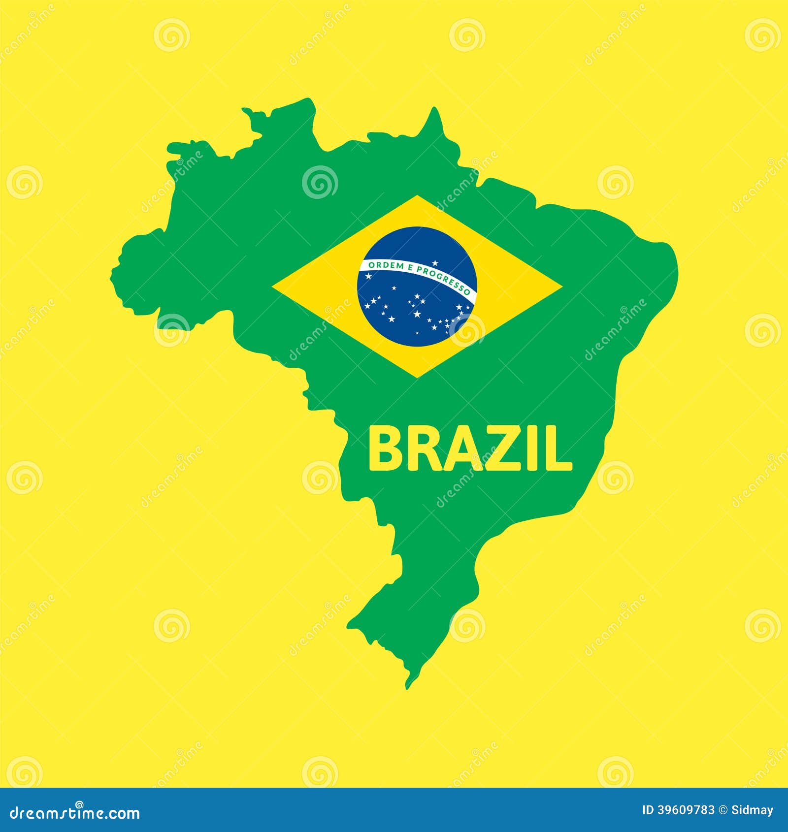 Flat simple Brazil map stock vector. Illustration of brasilia - 39609783