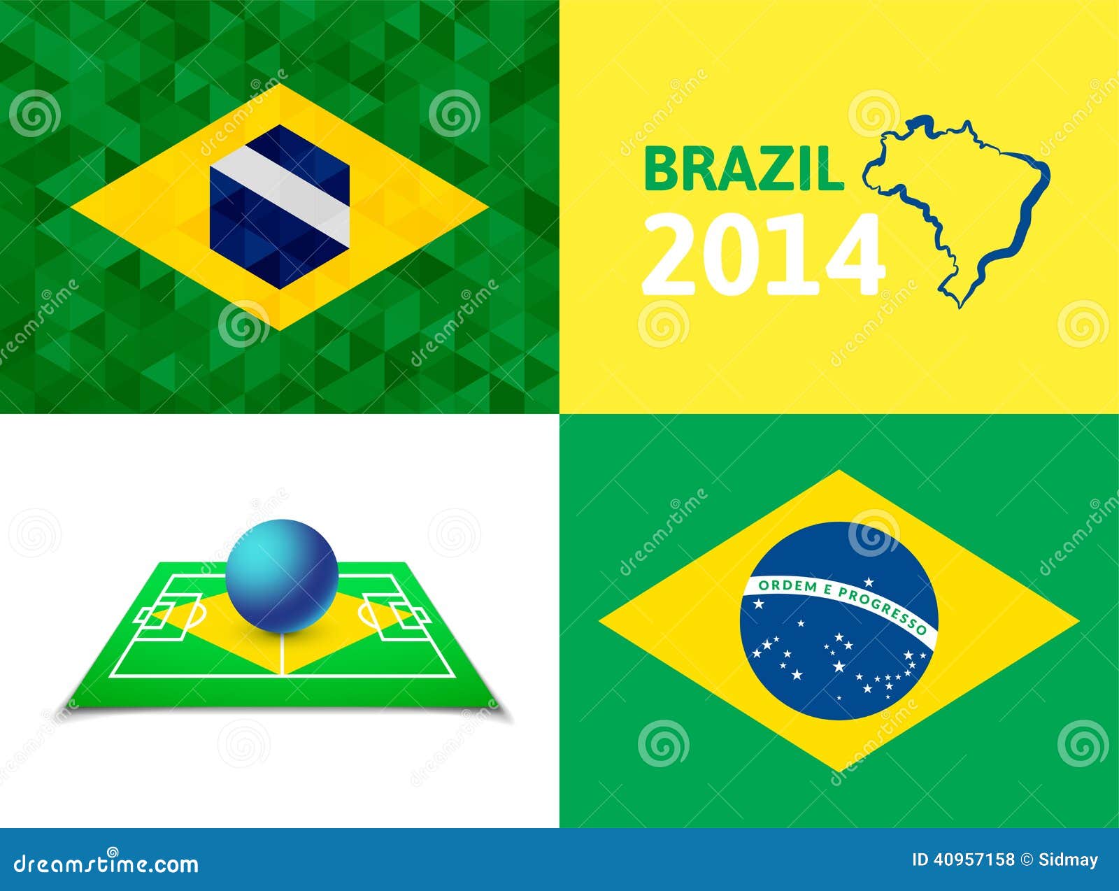 Flat simple Brazil map stock vector. Illustration of football - 40957158