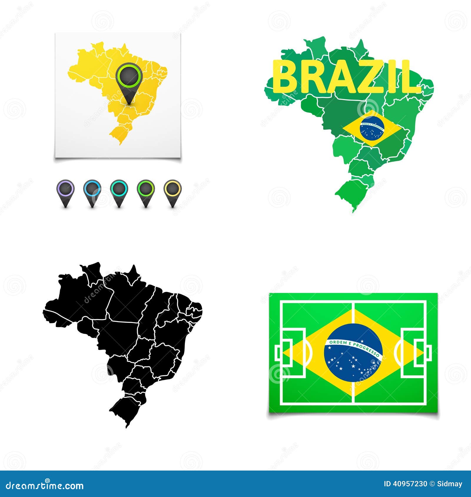 Flat simple Brazil map stock vector. Illustration of city - 40957230