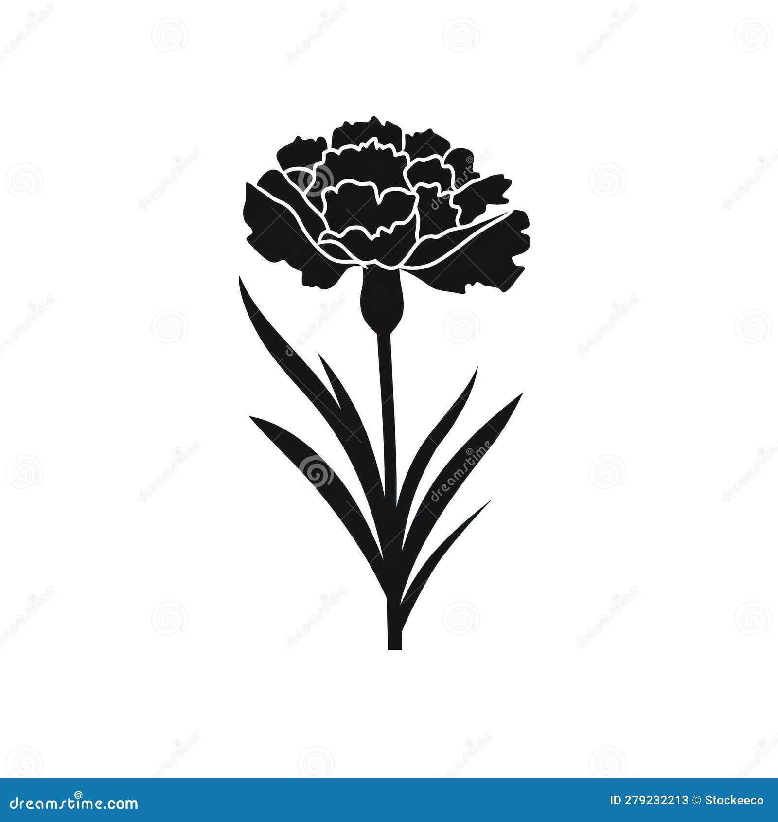 Carnation Silhouette Vector: Minimalistic Identification Symbol Stock ...