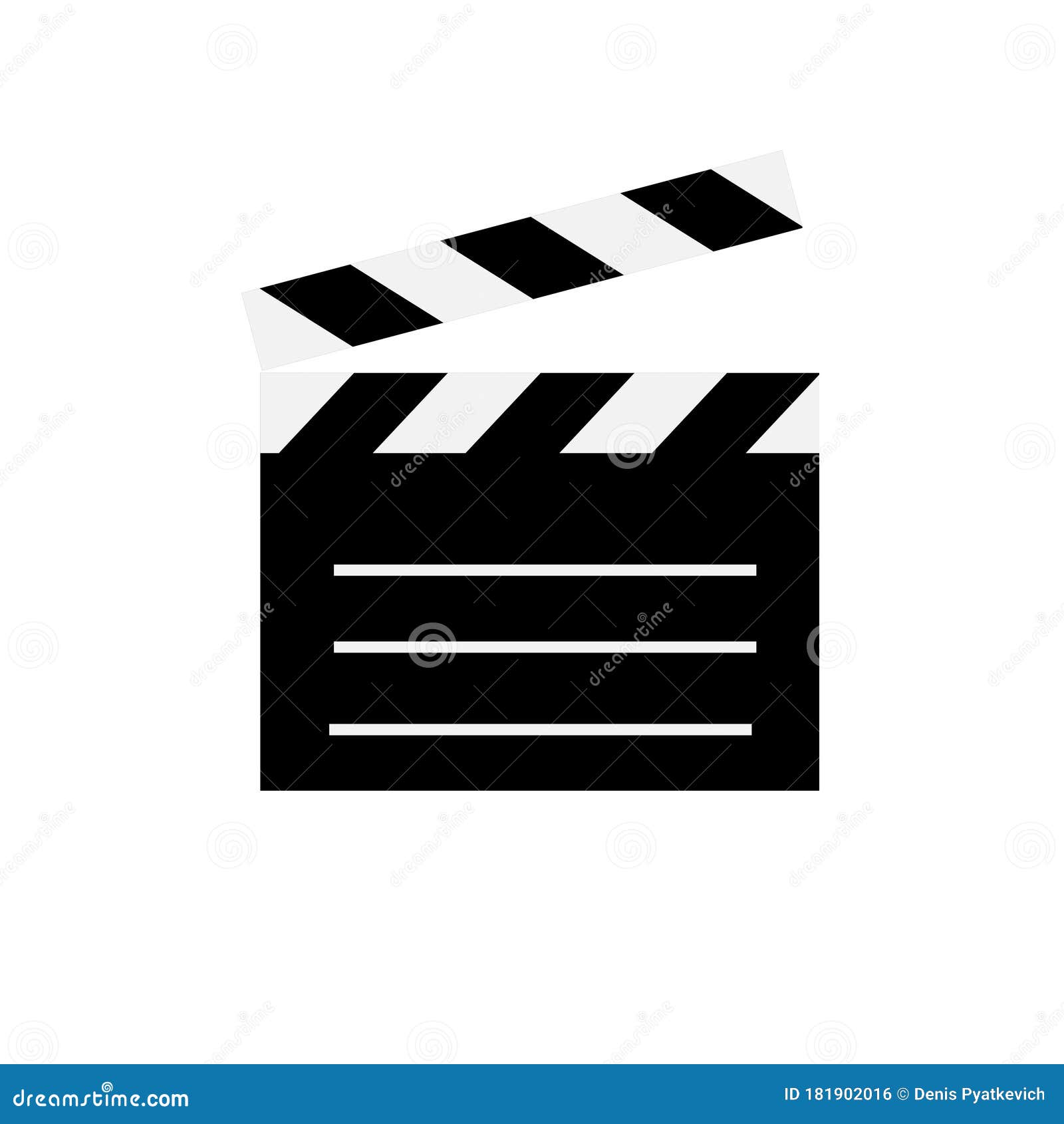 Flat, Simple Clapper Board Icon Stock Vector - Illustration of ...