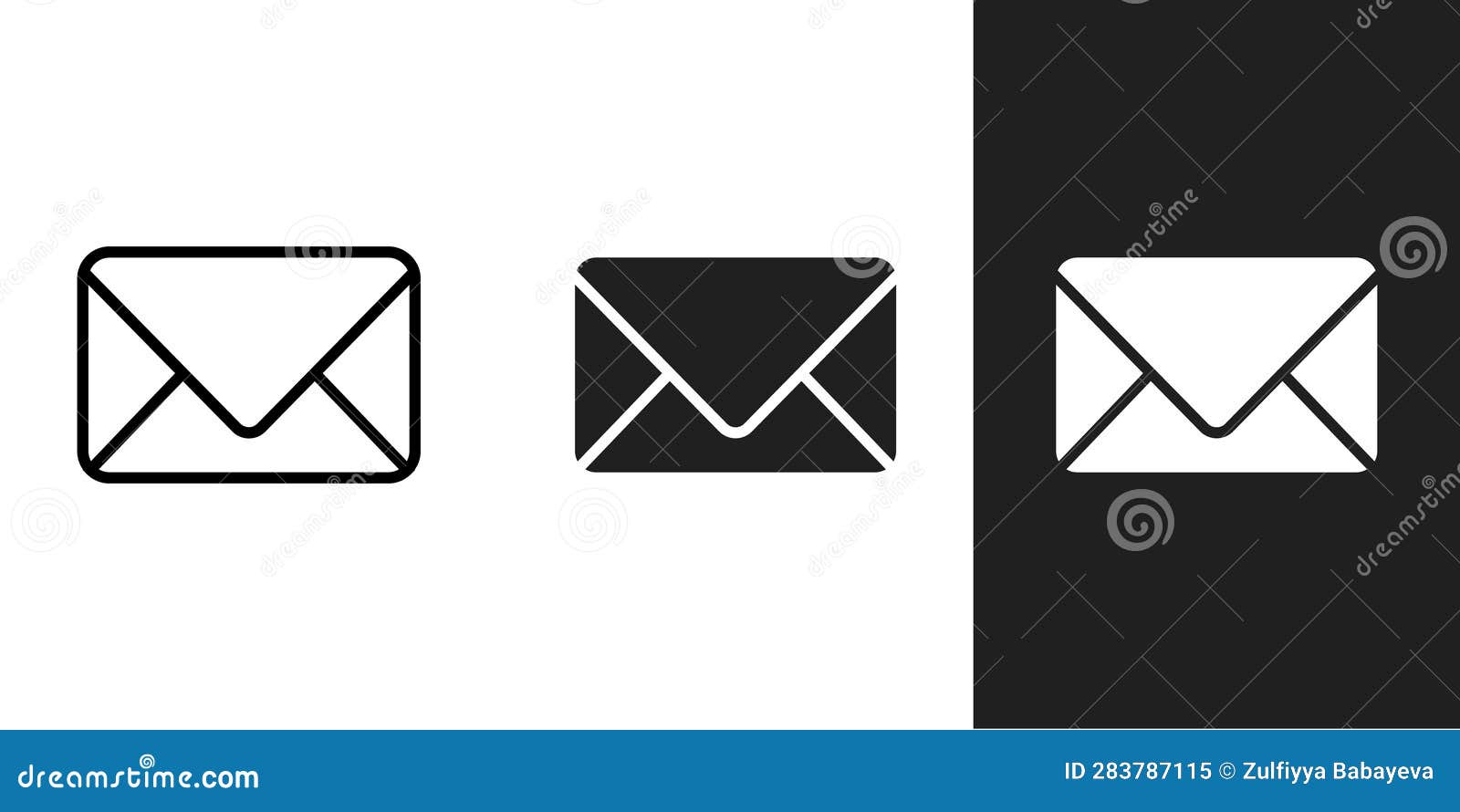 Flat Simple Envelope Icons in 3 Form Background. Stock Vector ...