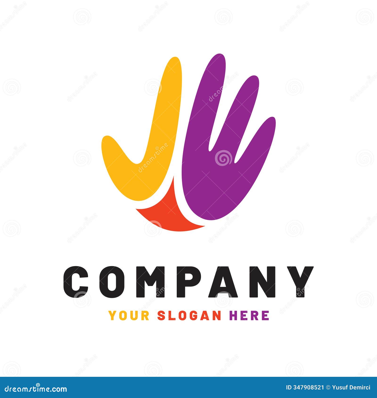 Flat Simple Hand Logo Design Stock Illustration - Illustration of ...