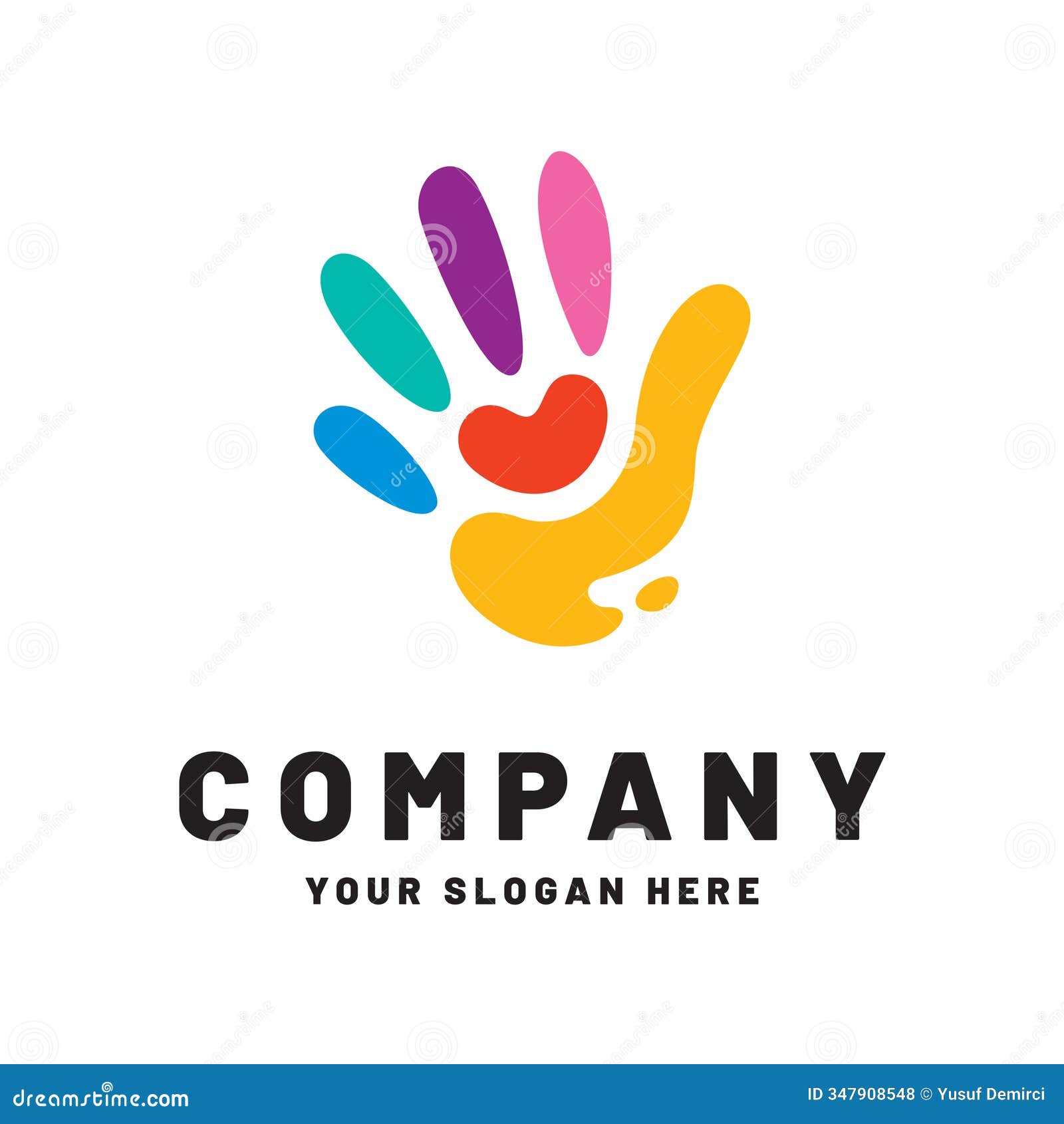 Flat Simple Hand Logo Design Stock Illustration - Illustration of ...
