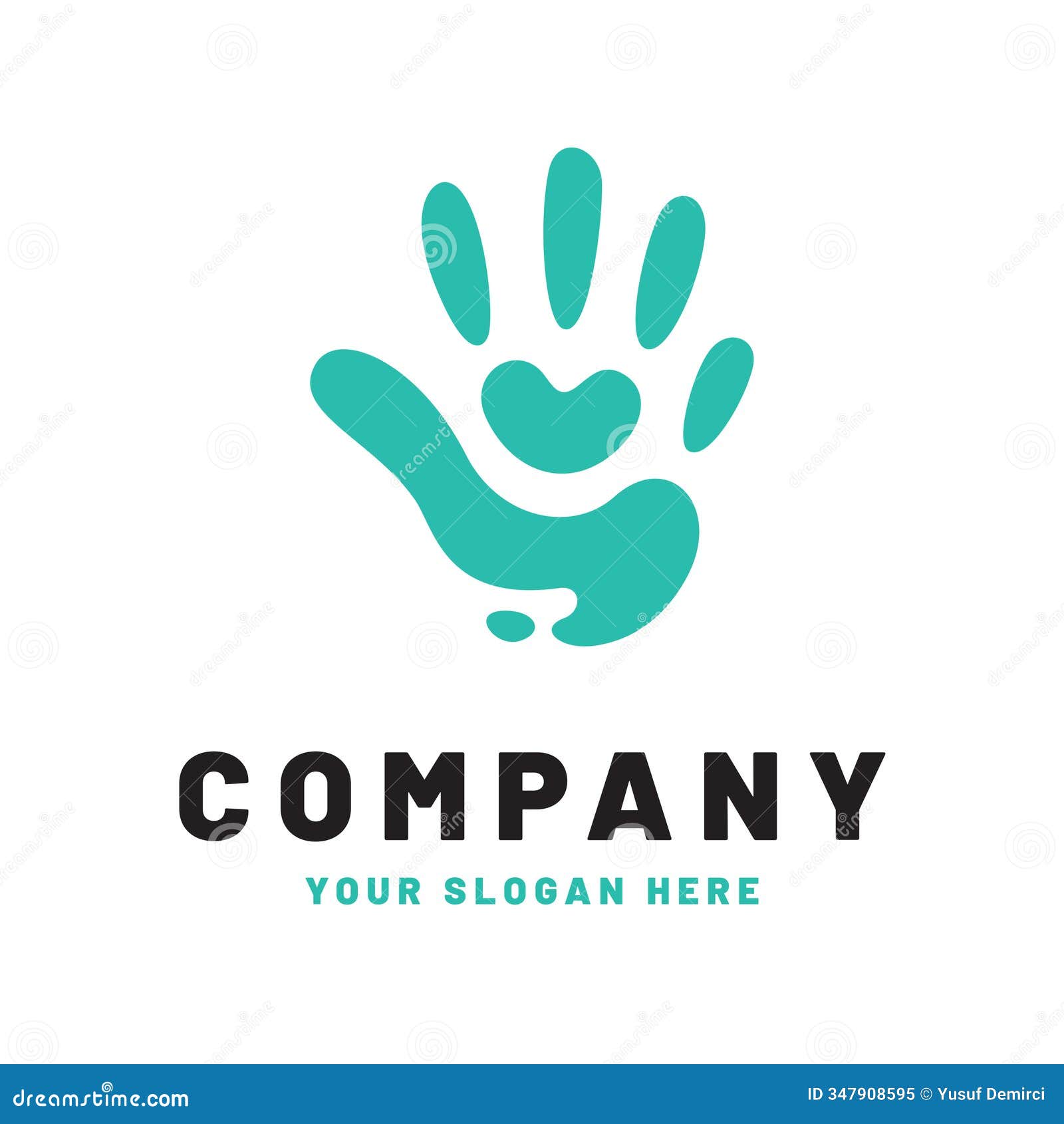 Flat Simple Hand Logo Design Stock Illustration - Illustration of ...