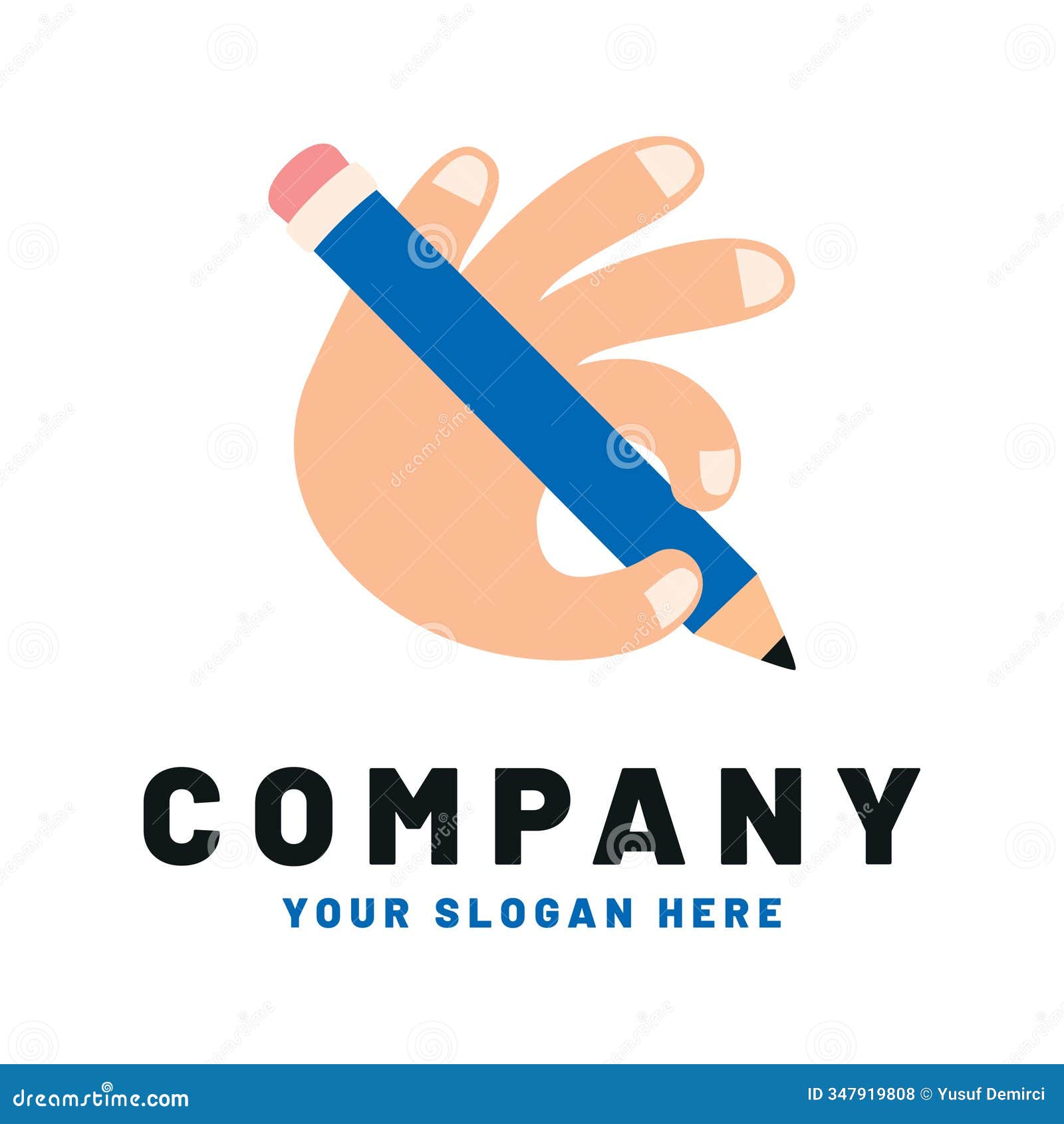 Flat Simple Hand Logo Design Stock Illustration - Illustration of ...