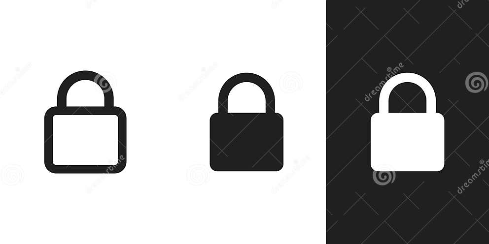 Flat Simple Lock Padlock Icon in 3 Form Background Stock Vector ...