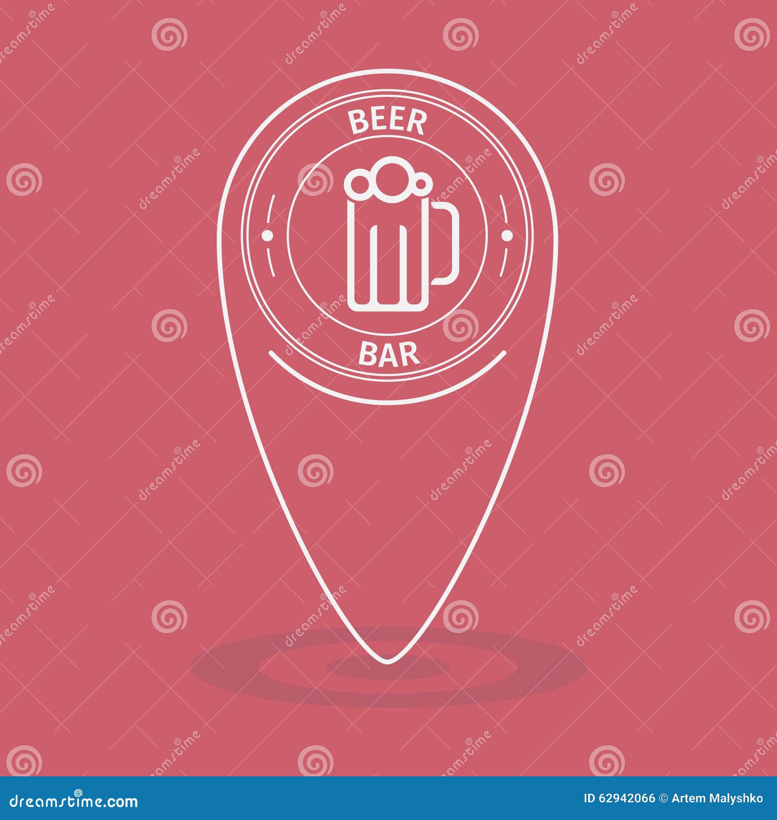 Beer Map Pointer Icon. Location Pointer Symbol. Flat Design . Vector ...