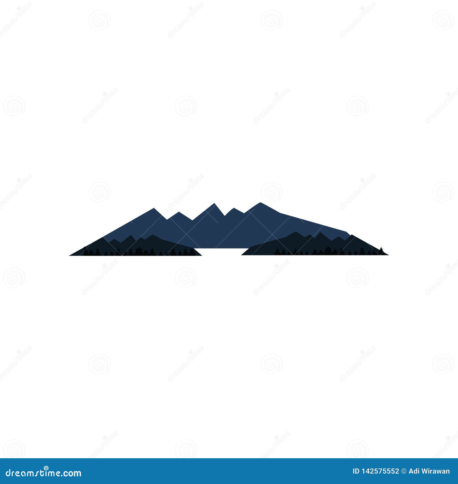 Flat Simple Minimalist Mountain Landscape Stock Vector - Illustration ...