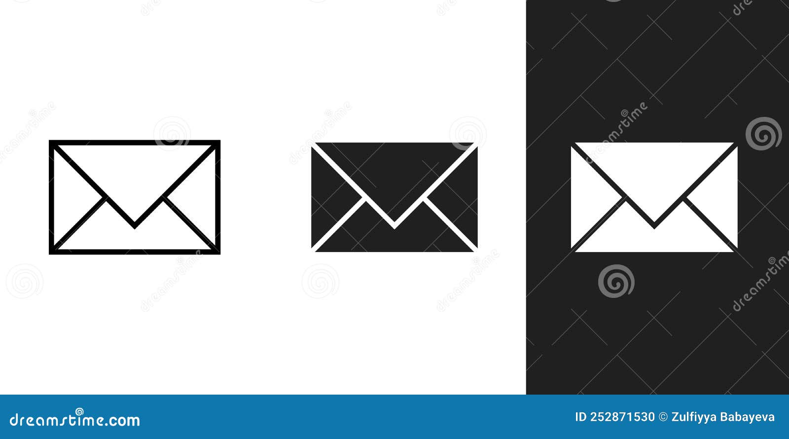 Flat Simple Paper Envelope Icons in 3 Form. Stock Vector - Illustration ...