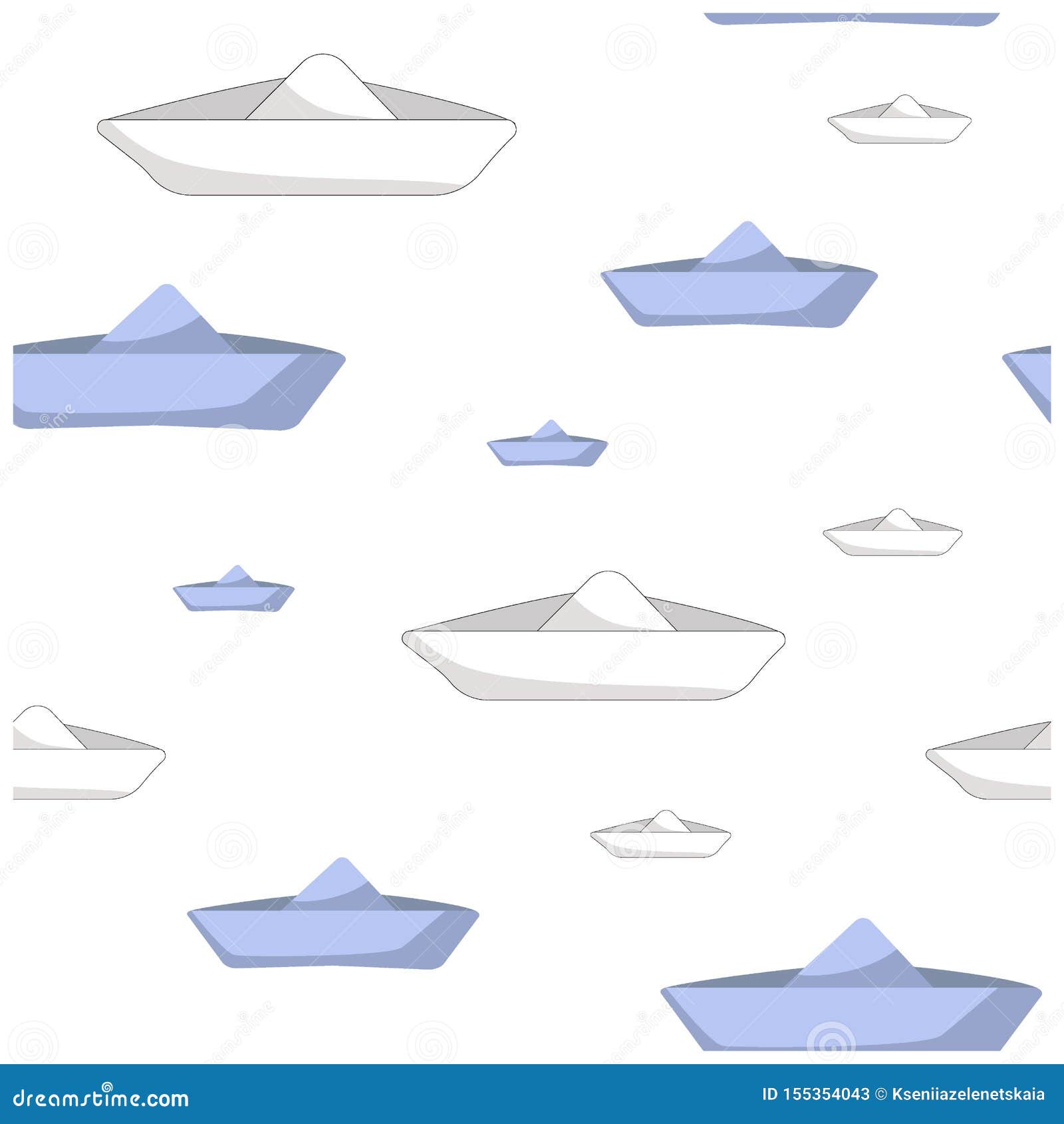 Flat Simple Seamless Pattern with Paper Boats Isolated on White ...