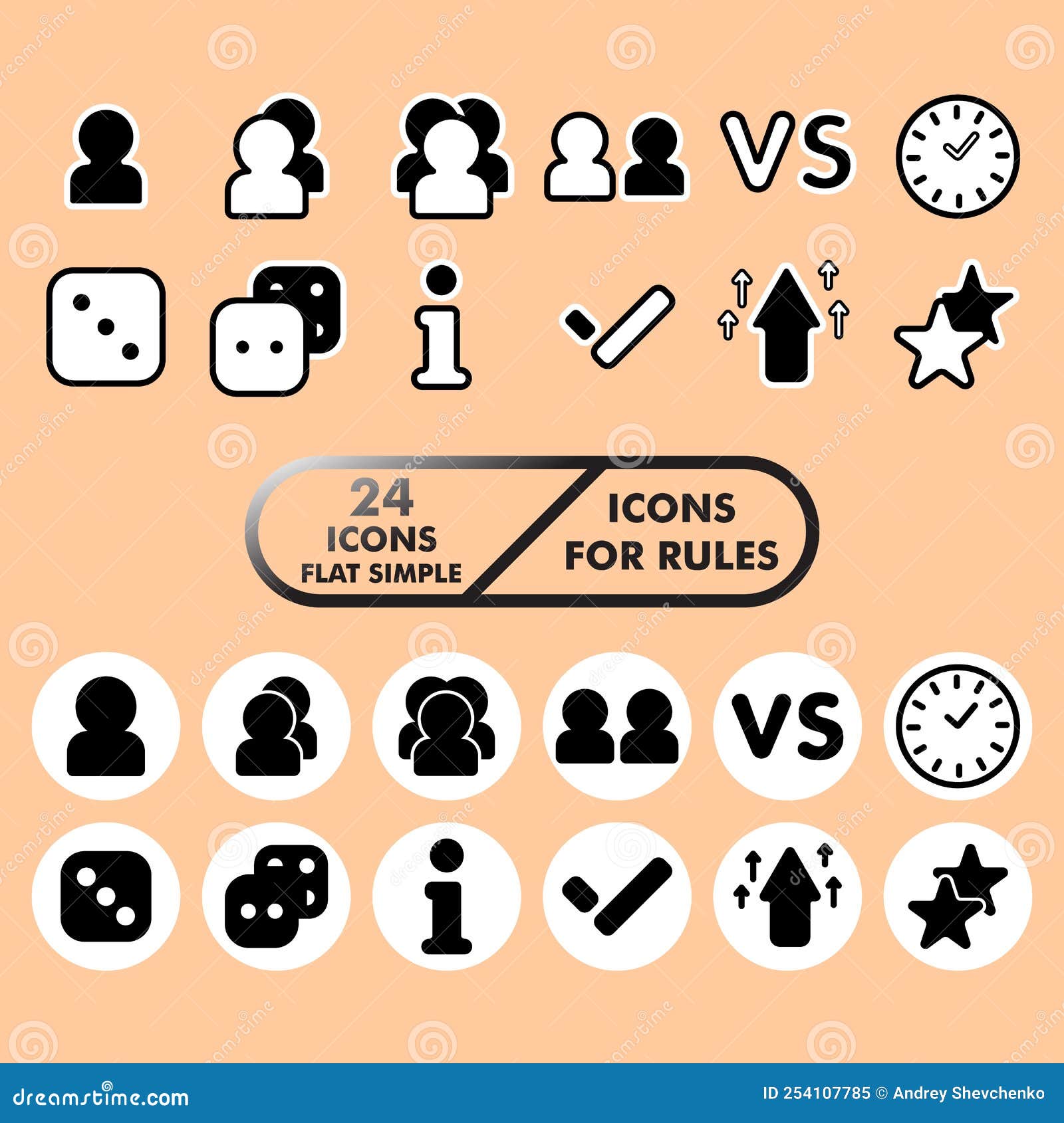 24 Icons, Flat and Simple Icons for Board Game Rules Stock Vector ...