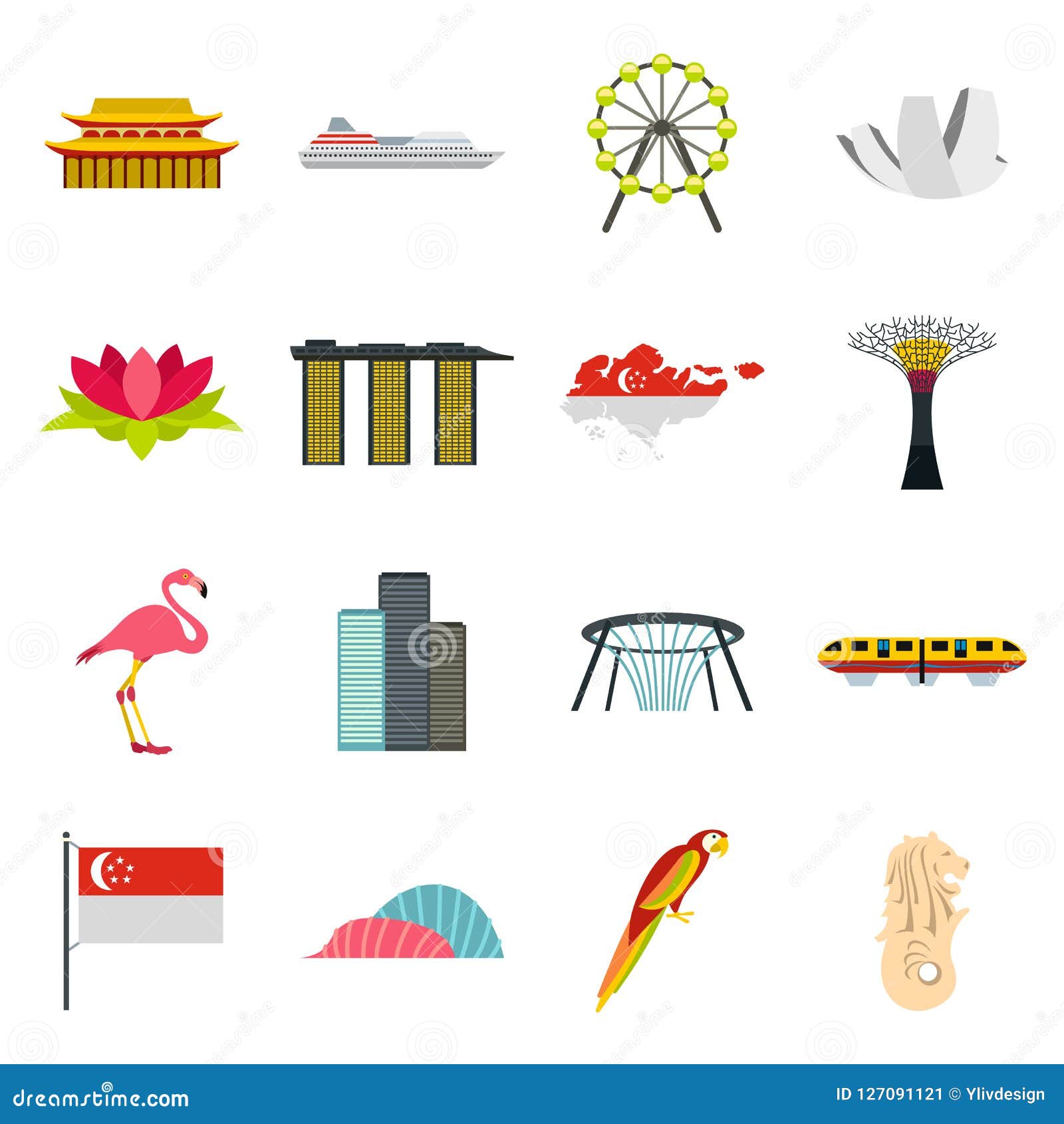 Singapore Icons Set, Flat Style Stock Illustration - Illustration of ... Singapore Icons Set, Flat Style Stock Illustration - Illustration of ...
