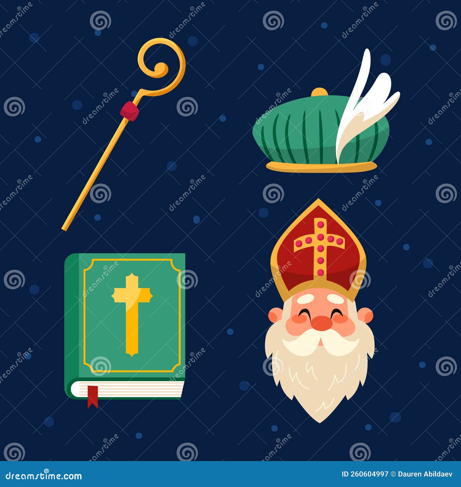 Flat Sinterklaas Elements Set Vector Illustration. Stock Vector ...