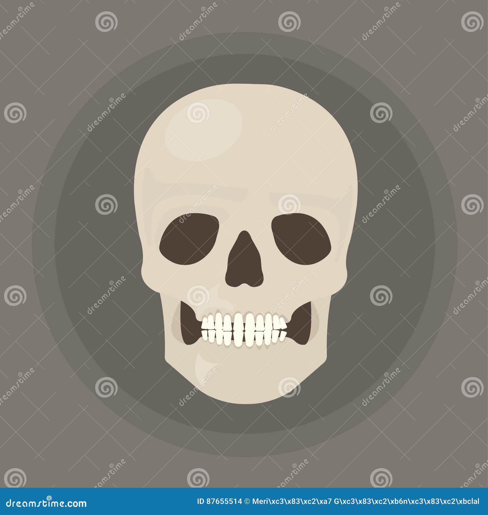Flat skull stock illustration. Illustration of horror - 87655514