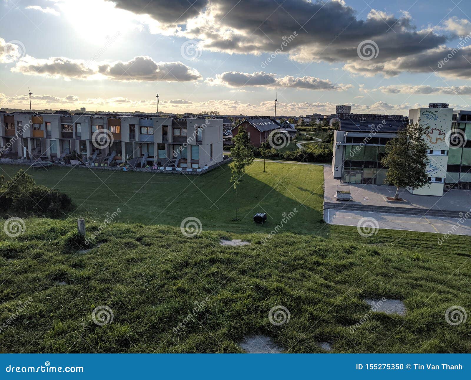 Flat sky grass home green stock photo. Image of home - 155275350
