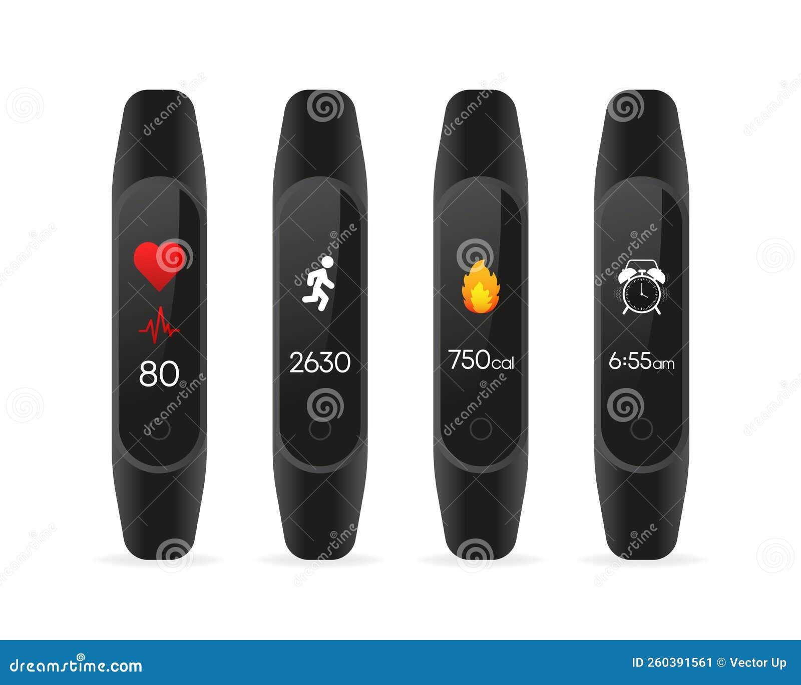 Flat Smart Bracelets. Vector Graphic Stock Vector - Illustration of ...