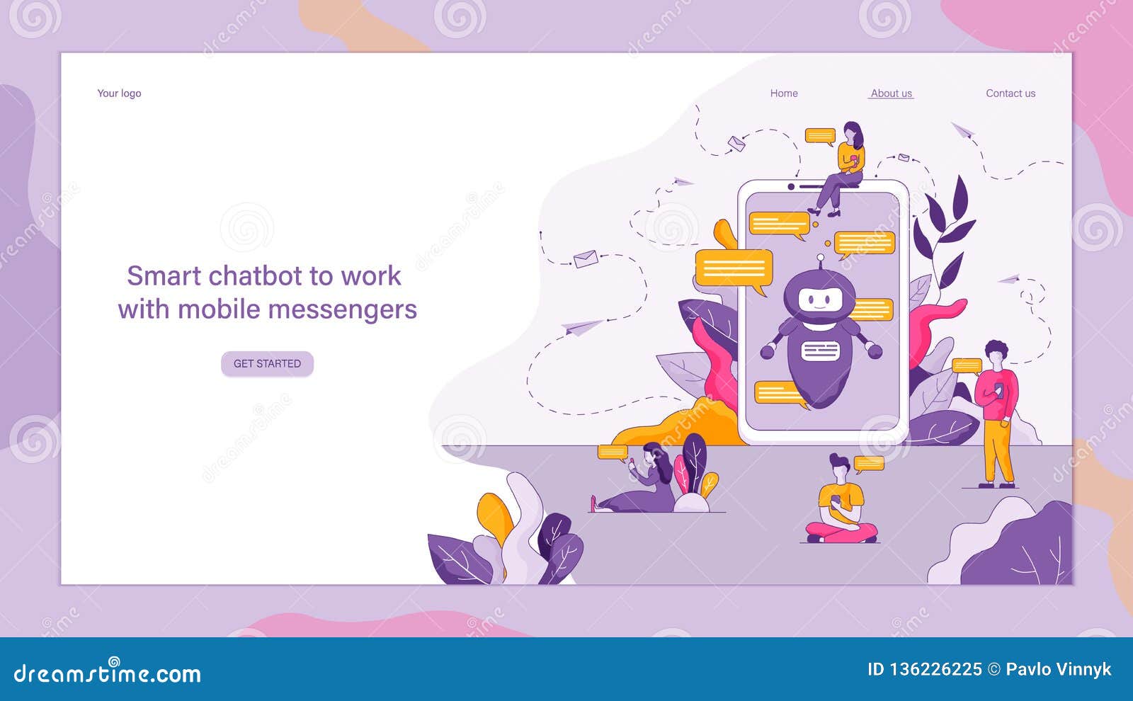 Flat Smart Chatbot To Work with Mobile Messengers Stock Vector ...
