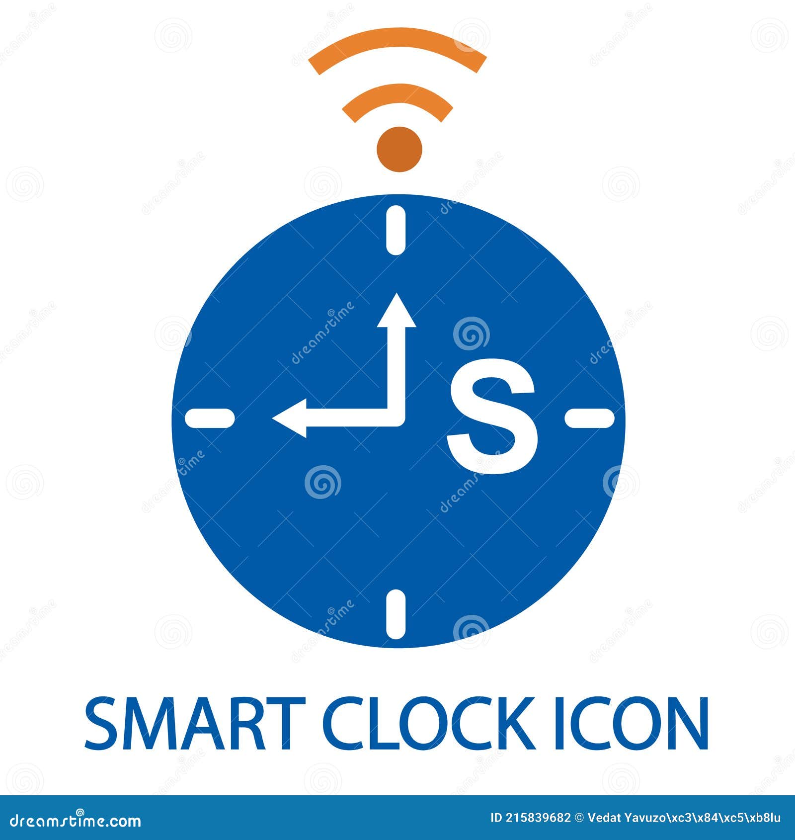 Flat Smart Clock Icon Vector Isolated on White Background. Internet of ...