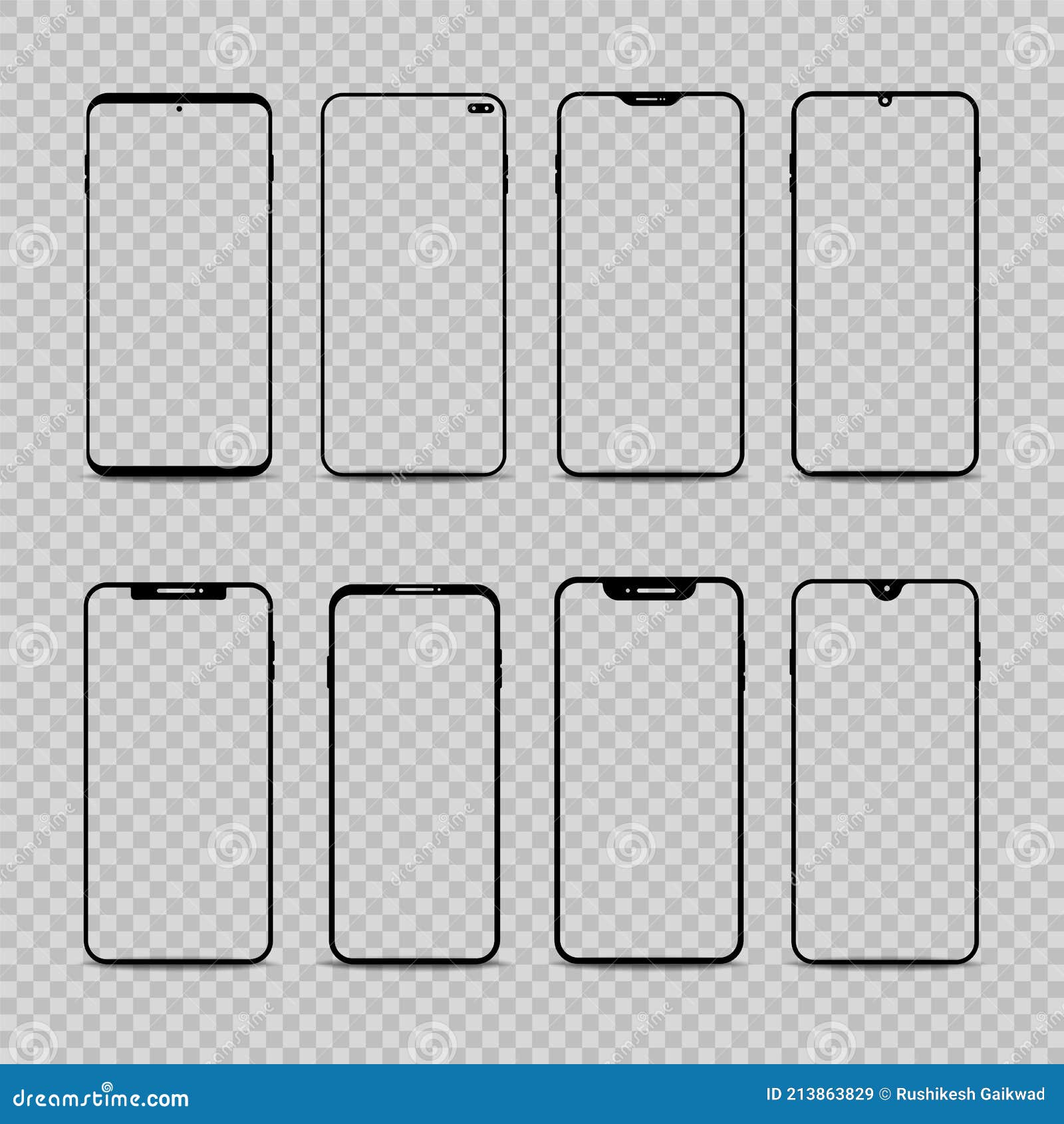 Smartphone Frames Template on Transparent Background Stock Vector ...