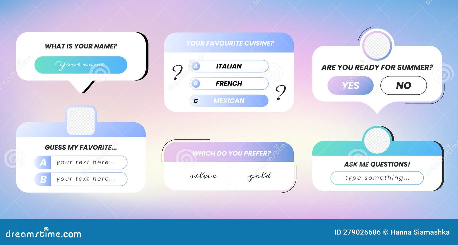 Flat Social Media Polls with Interface Design Elements Stock ...