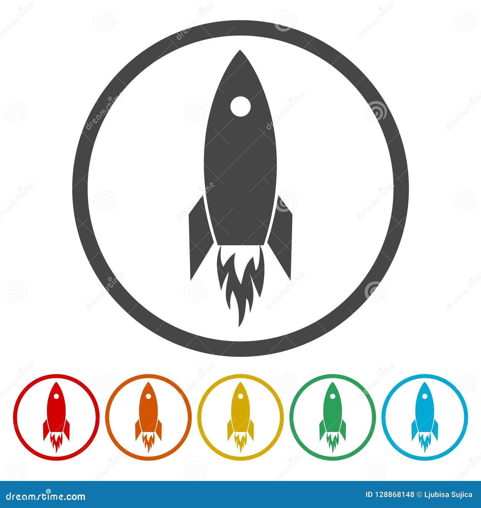 Flat Space Shuttle Rocket Circle Icon Stock Vector - Illustration of ...