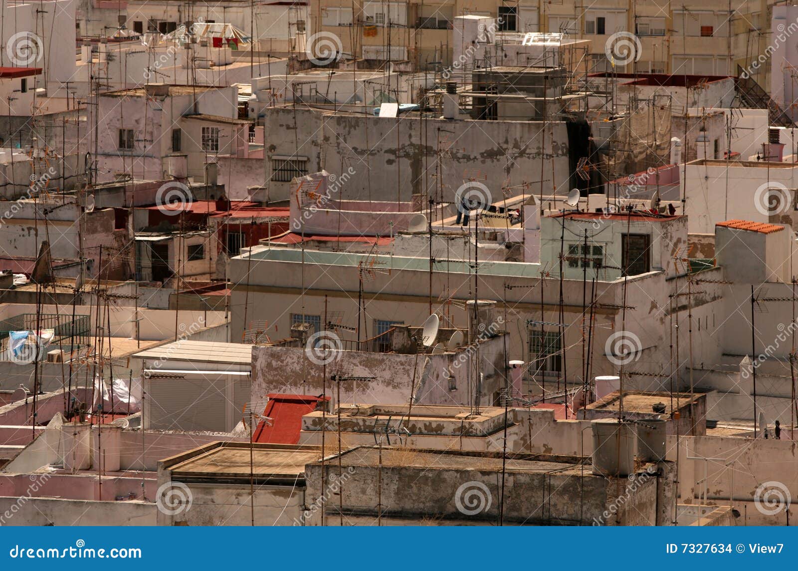 Flat Spanish rooftops stock photo. Image of outdoors, houses - 7327634