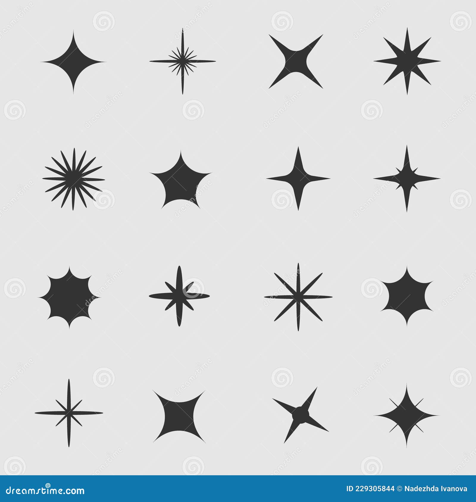 Flat Sparkling Star Set Vector Illustration. Stock Vector ...