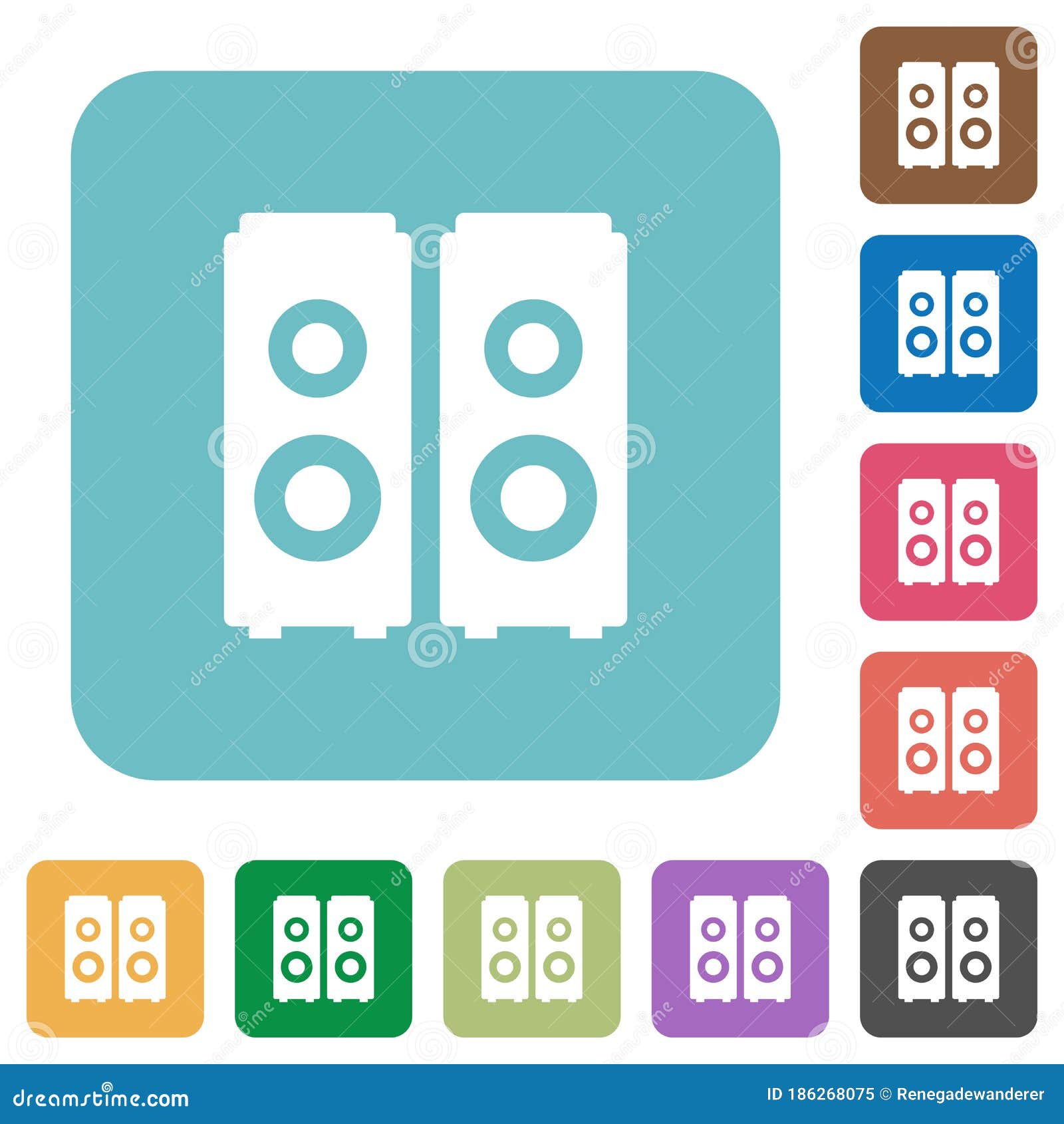 Flat speakers icons stock vector. Illustration of corners - 186268075