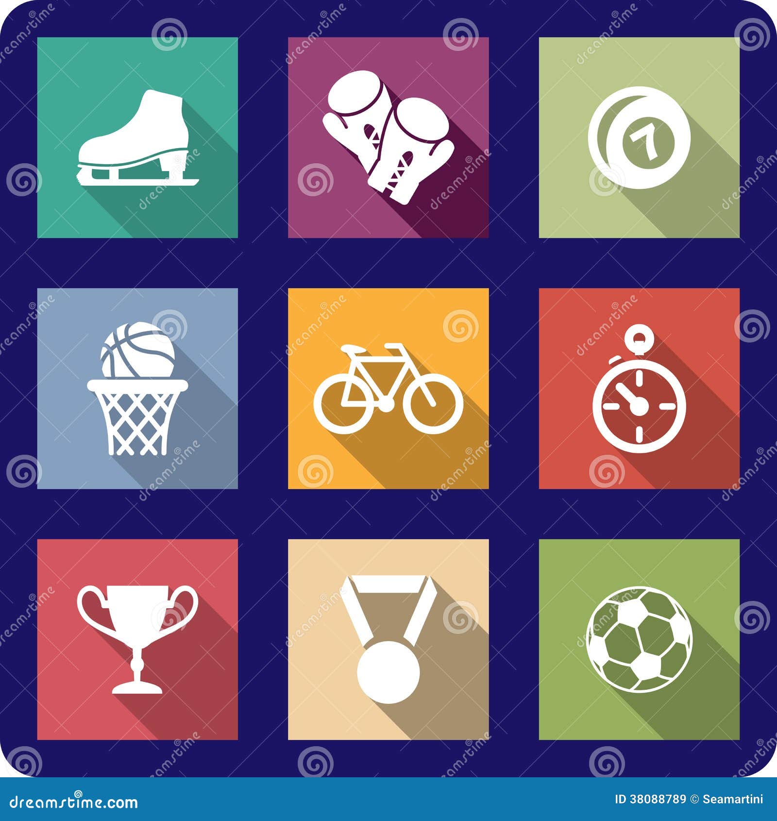 Flat sporting icons set stock vector. Illustration of graphic - 38088789