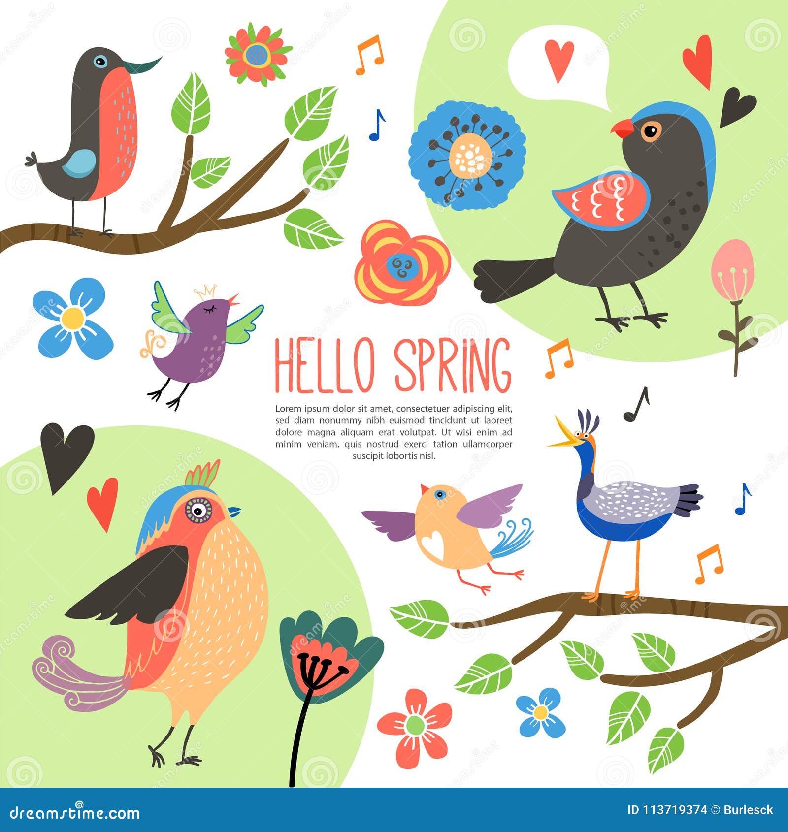 Flat Spring Time Composition Stock Vector - Illustration of music ...