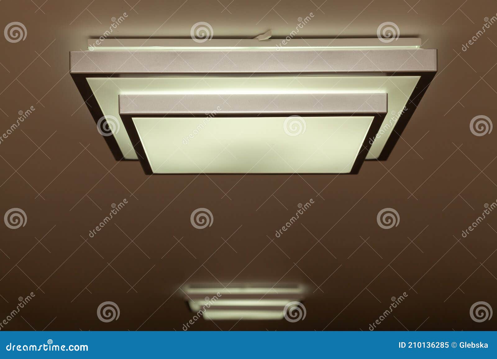 Square Lamp on White Ceiling Stock Image - Image of regular, ceiling ...