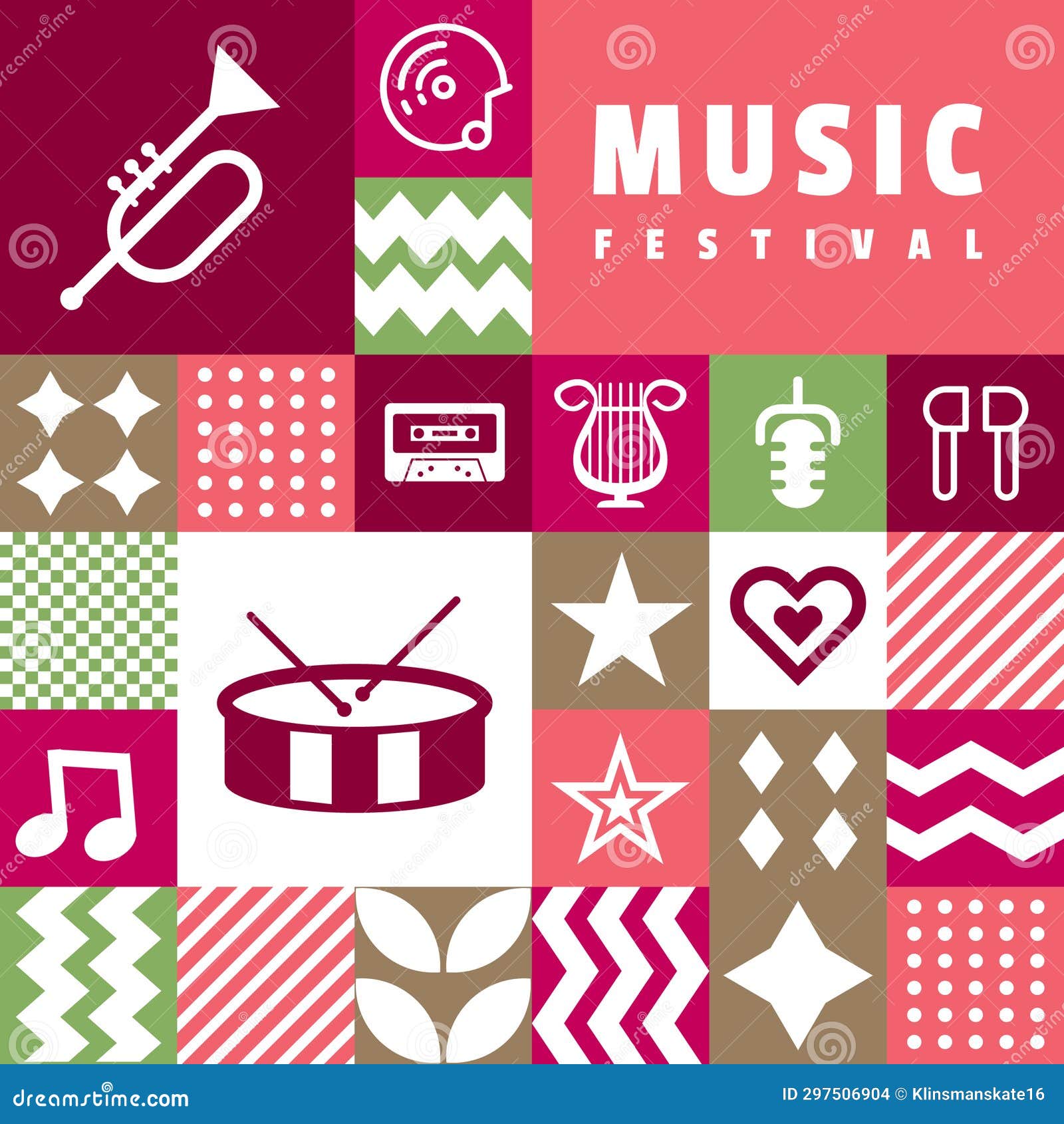 Flat Square Music Banner and Poster Design Background Stock Vector ...