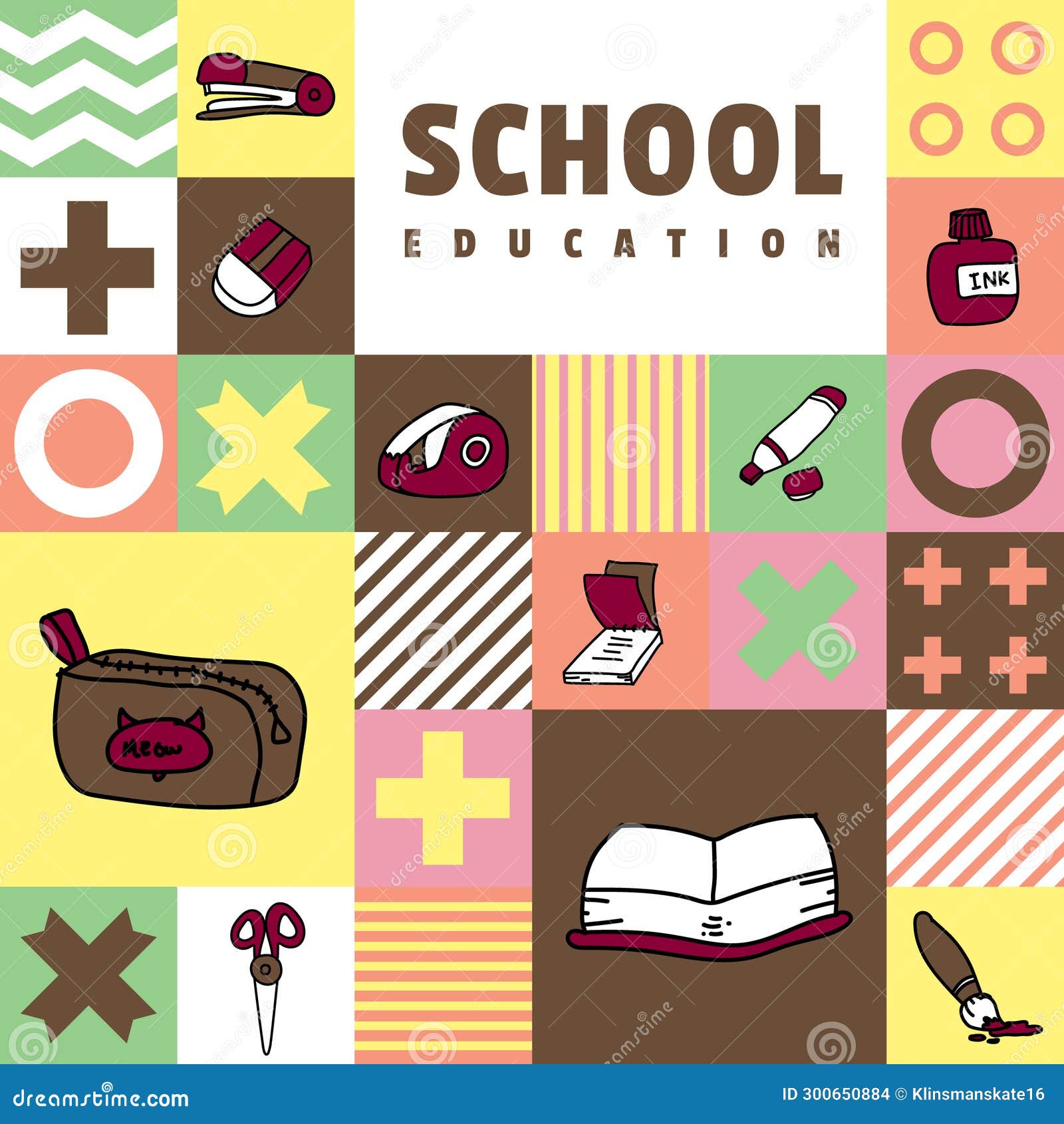 Flat Square School Education Banner and Poster Vector Stock Vector ...