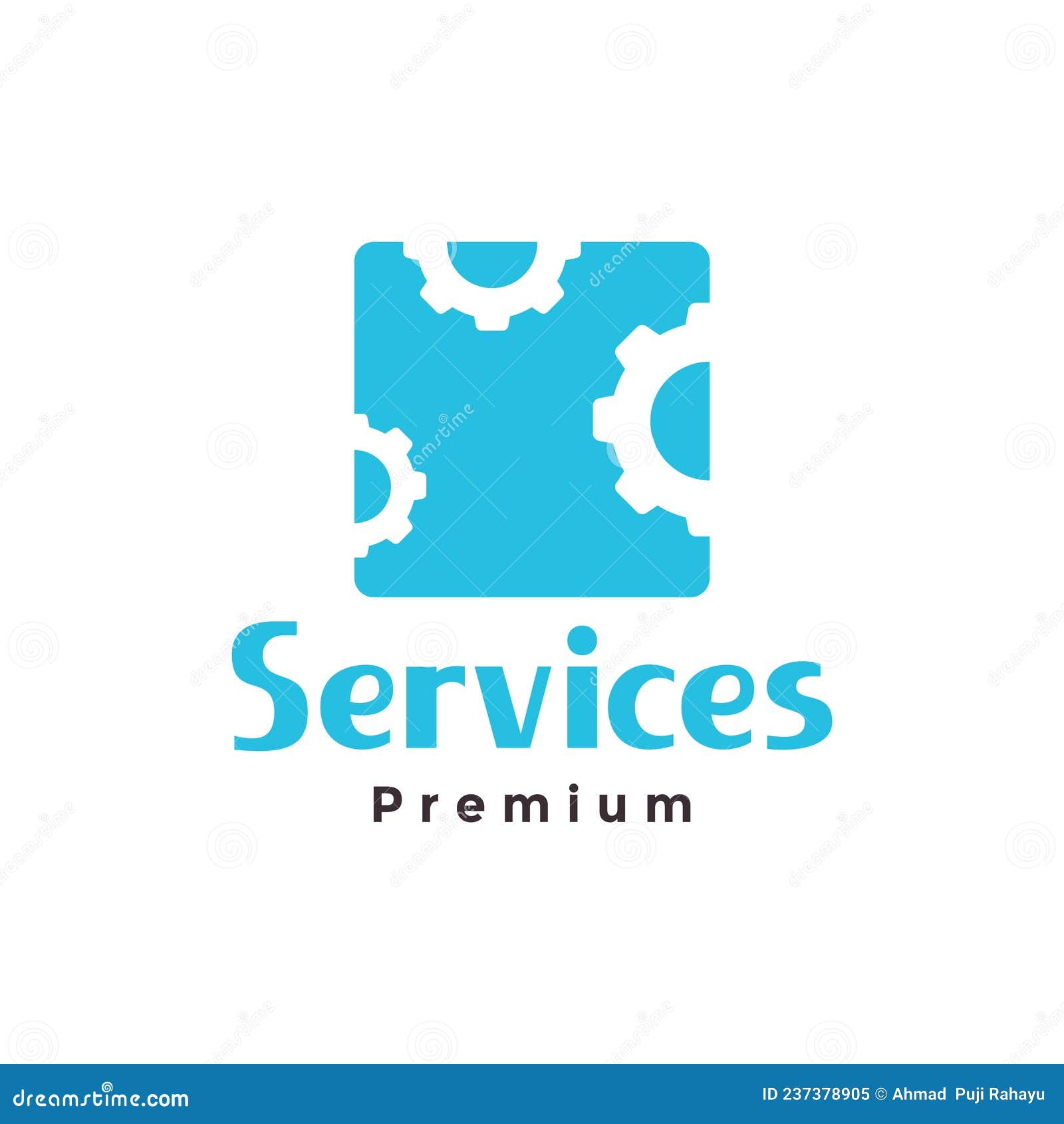 Flat Square Shape with Gear Service Logo Design Vector Graphic Symbol ...