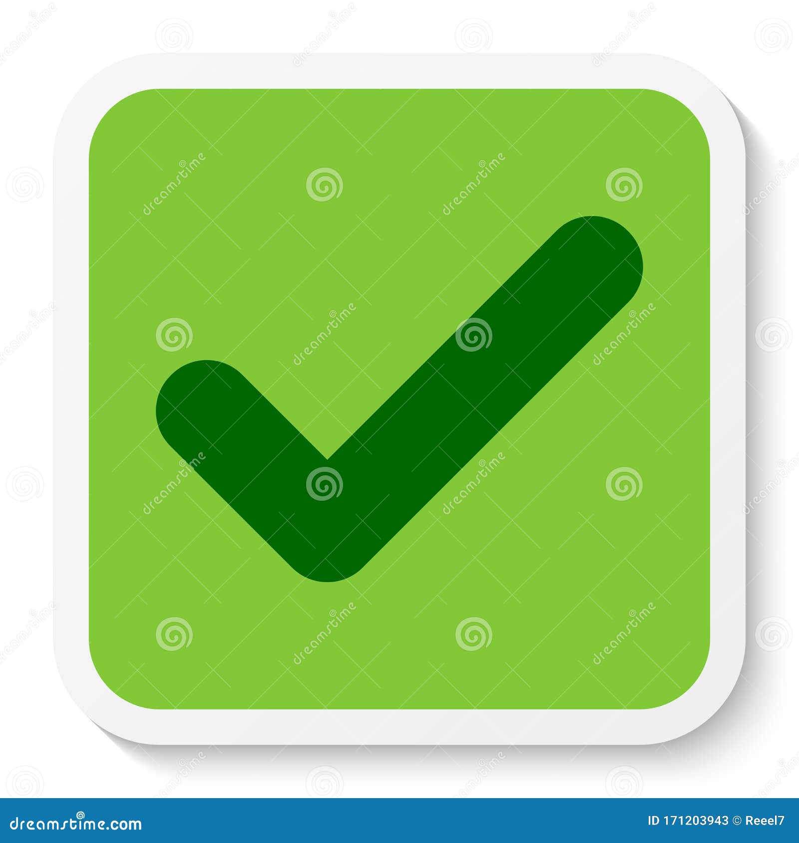 Flat Square Sticker Check Mark Icon, Button. Tick Symbol Isolated on a ...