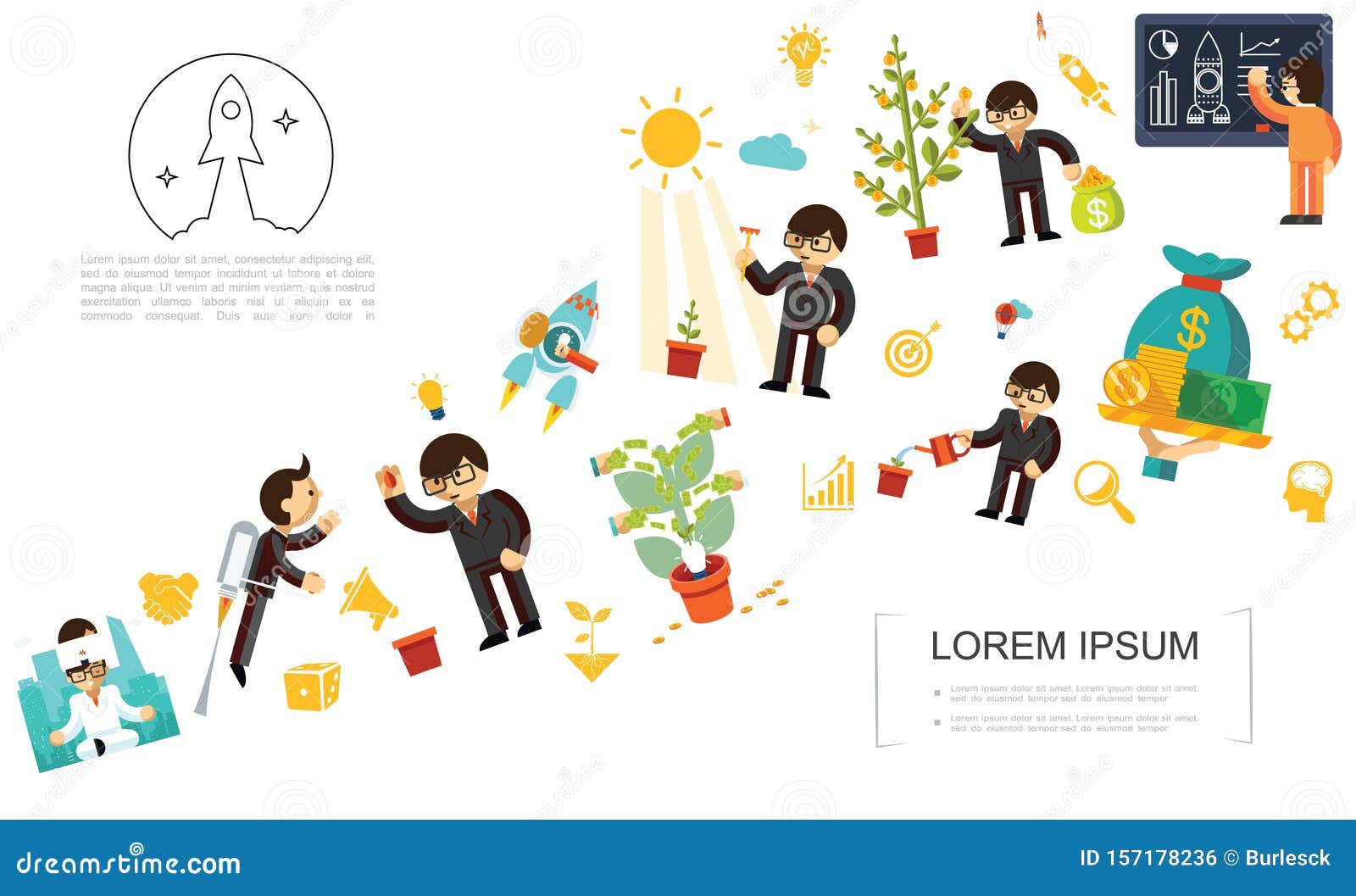 Flat Start Up Template stock vector. Illustration of elements - 157178236