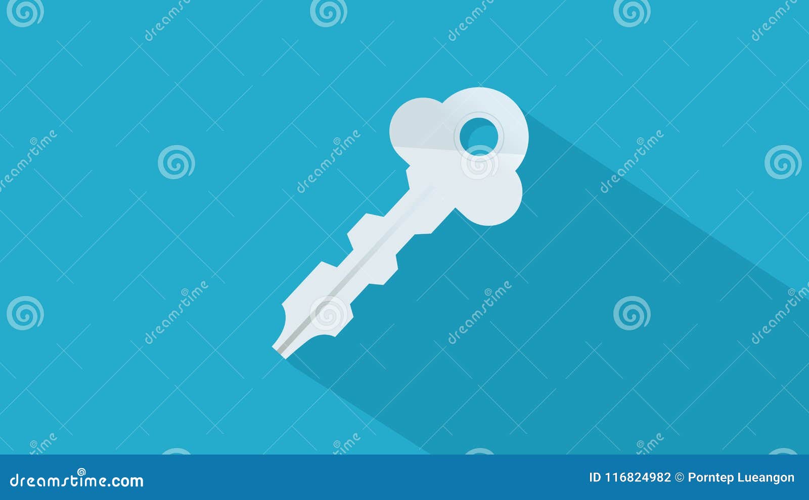 Flat Steel Key with Blue Background Stock Vector - Illustration of ...