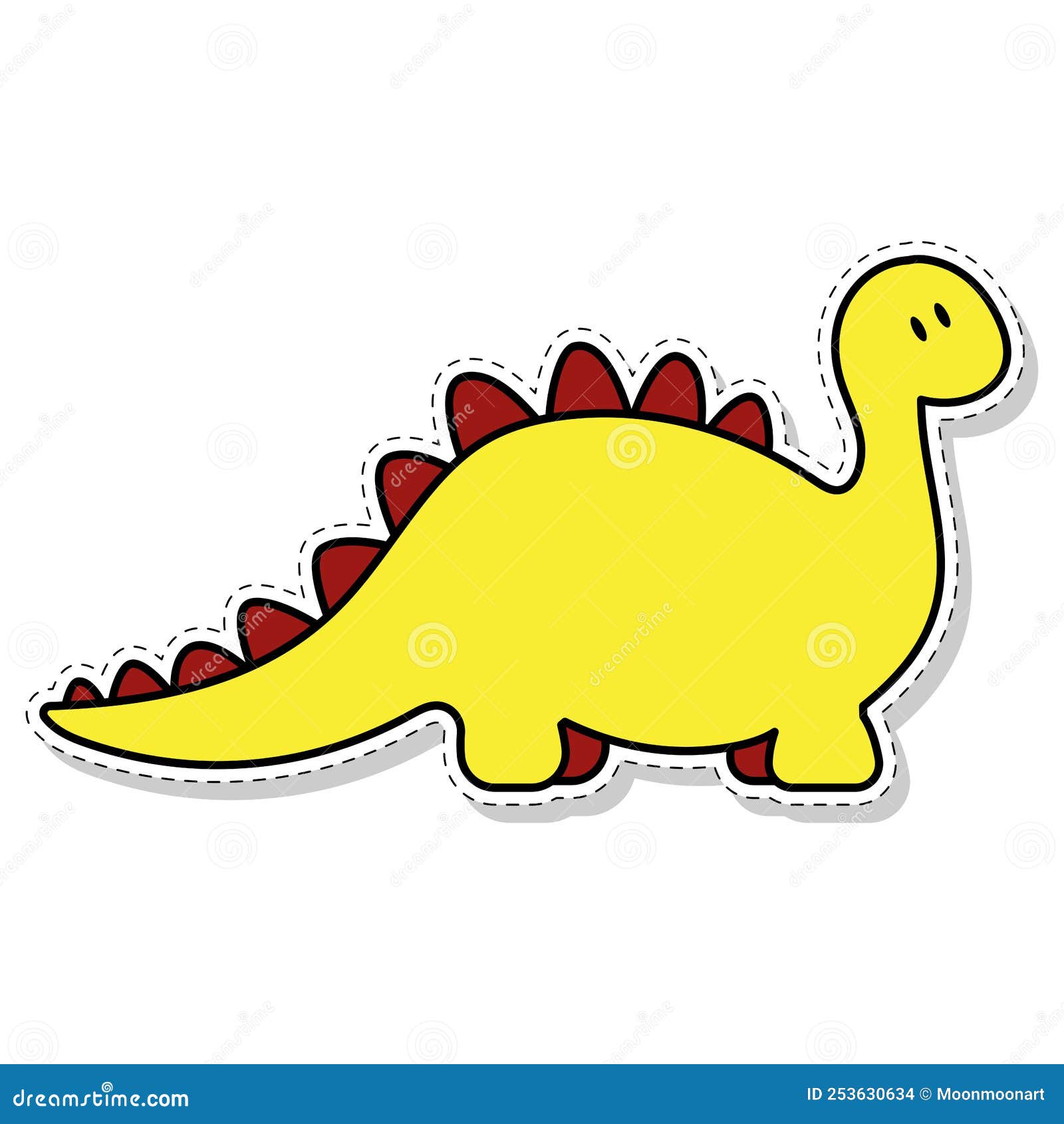 Flat Sticker of a Yellow Dinosaur. Vector Illustration. Stock Vector ...