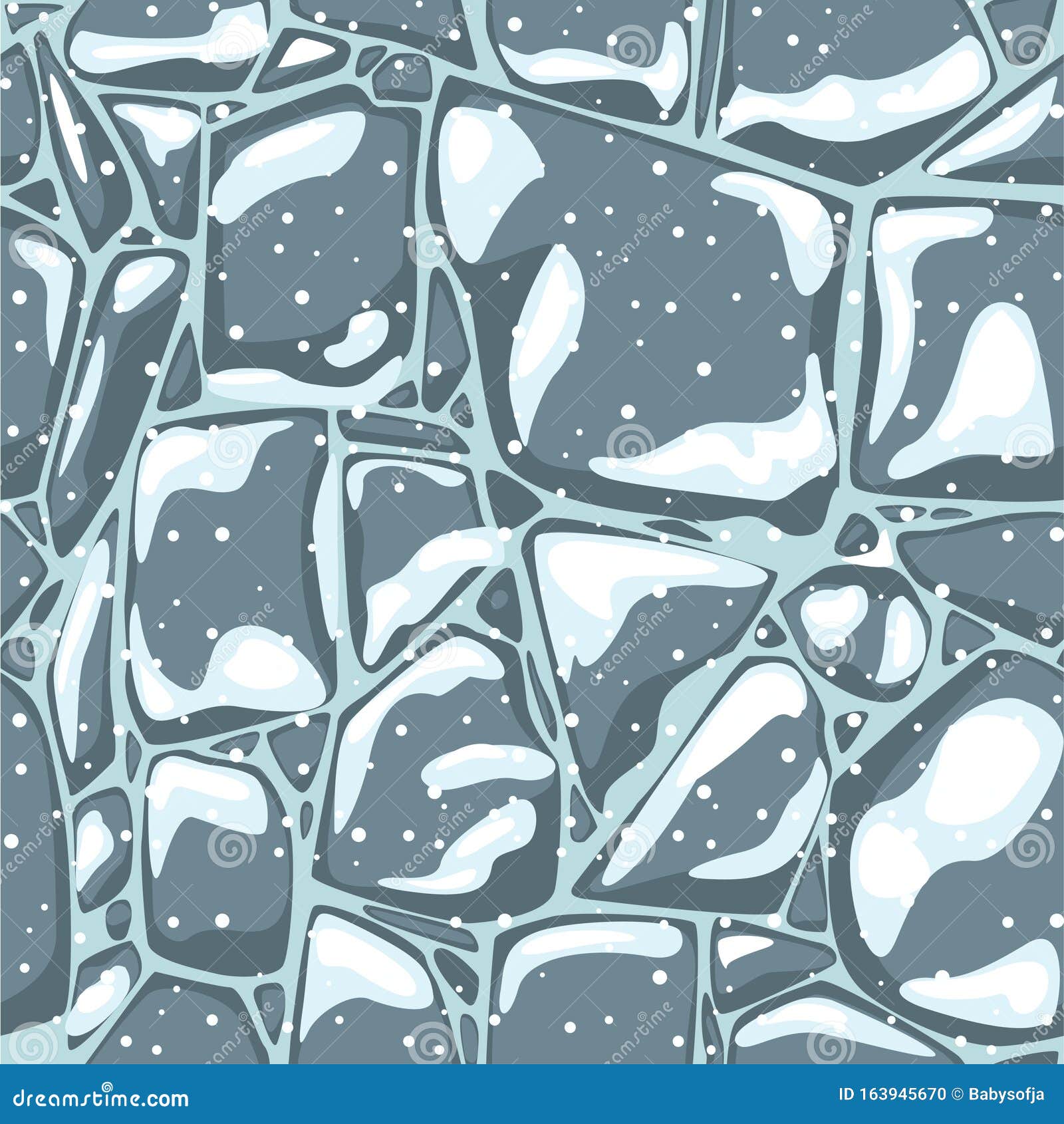 Flat Stone and Snow Seamless Texture. Winter Stone Background Stock ...